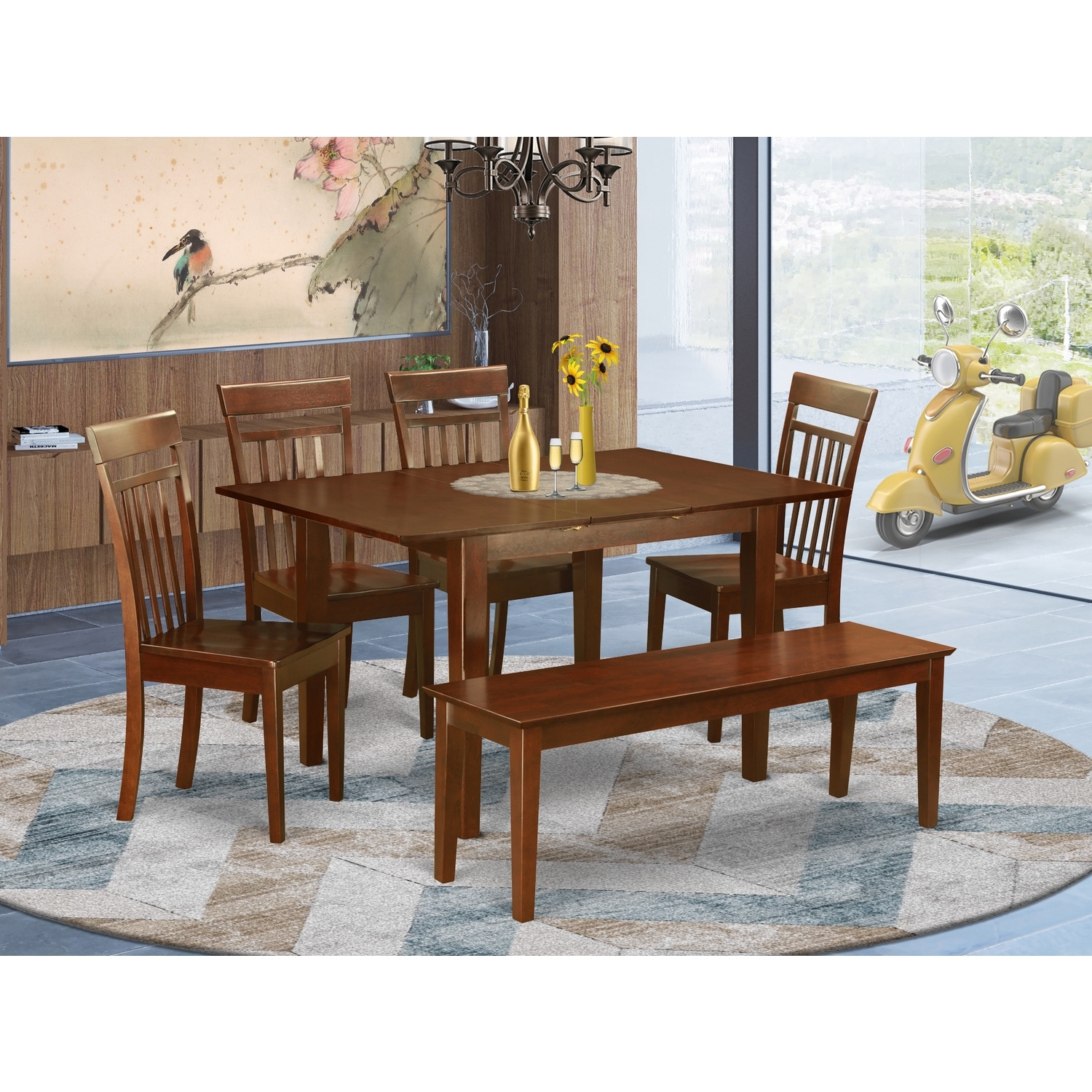 Small Dining Set - Kitchen Table with Chairs & Bench - Southwestern ...