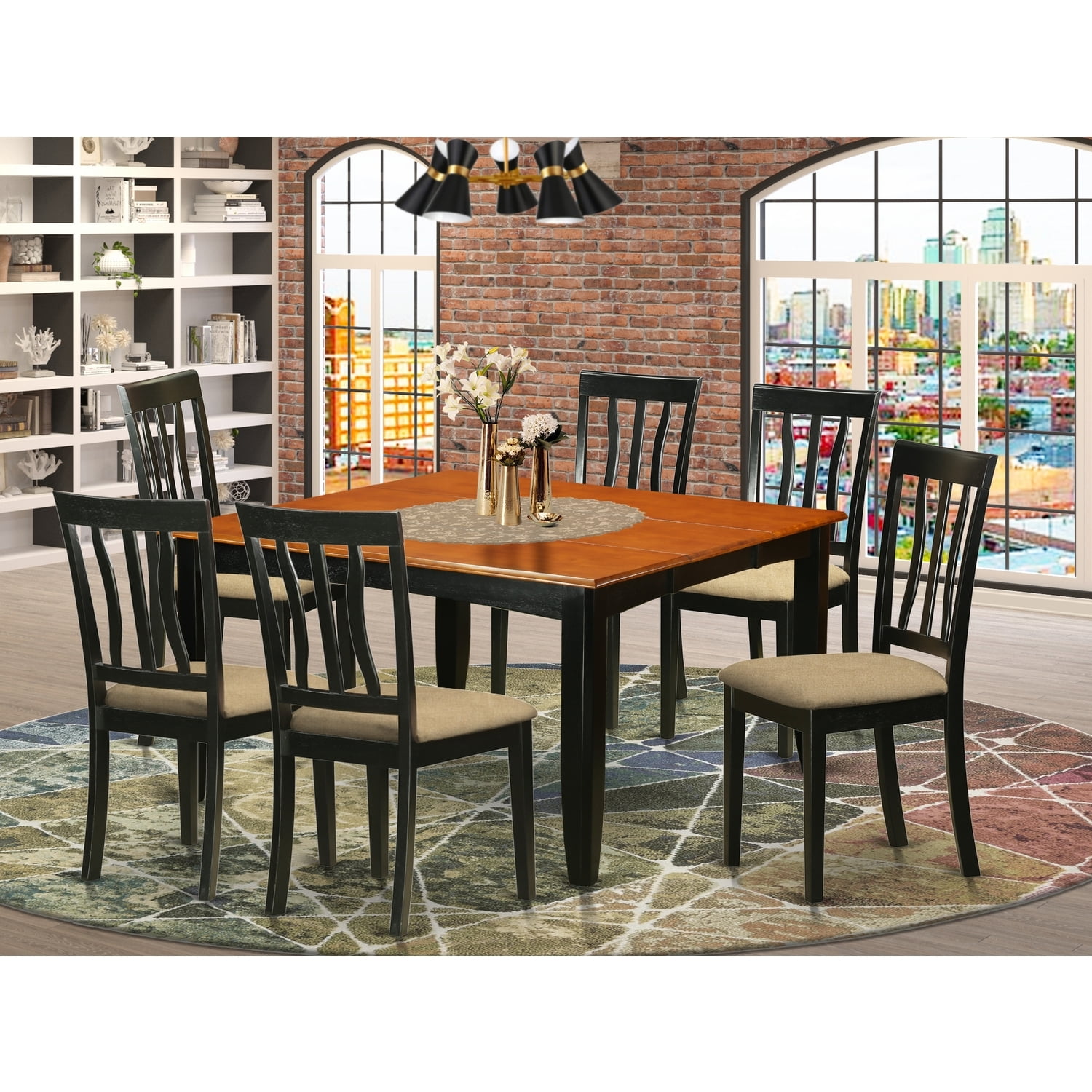 Southwestern Dining Table Set - 54 Inch Kitchen Table with 8 Chairs ...