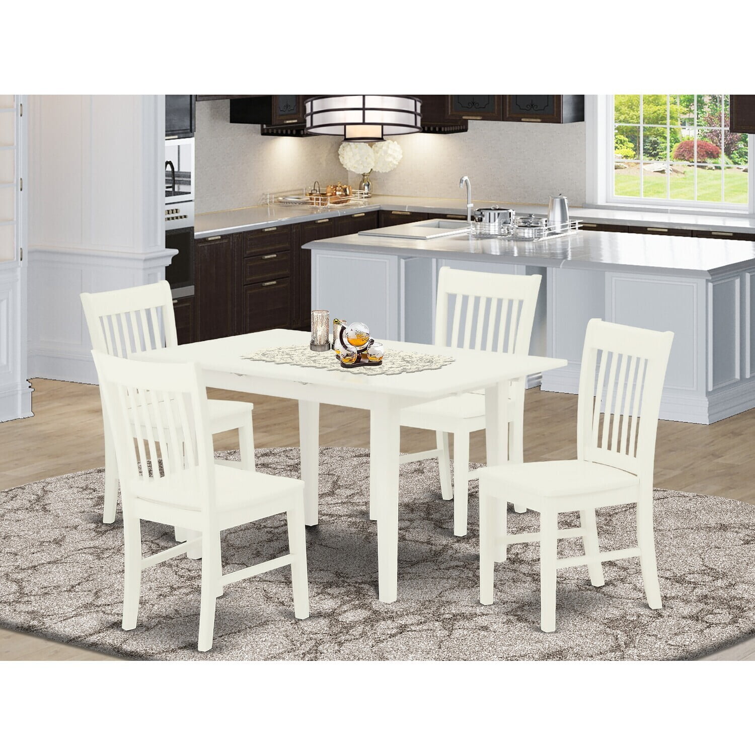 5 Piece Rectangular Dinette Set - Modern Dining Table & Chairs - Linen ...