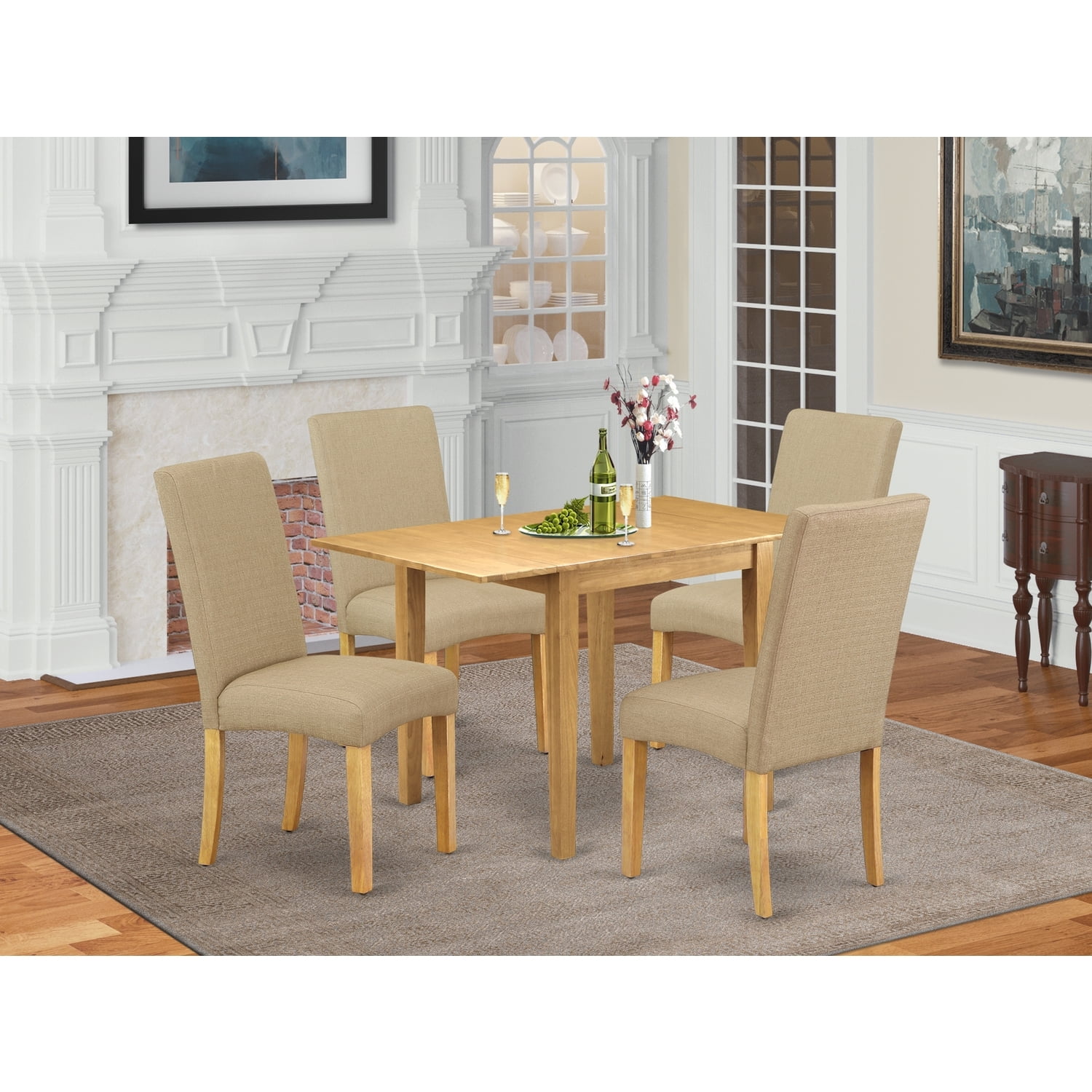 HomeStock Southwestern Sensibilities Wooden Dining Table Set 5 Pcs Four ...