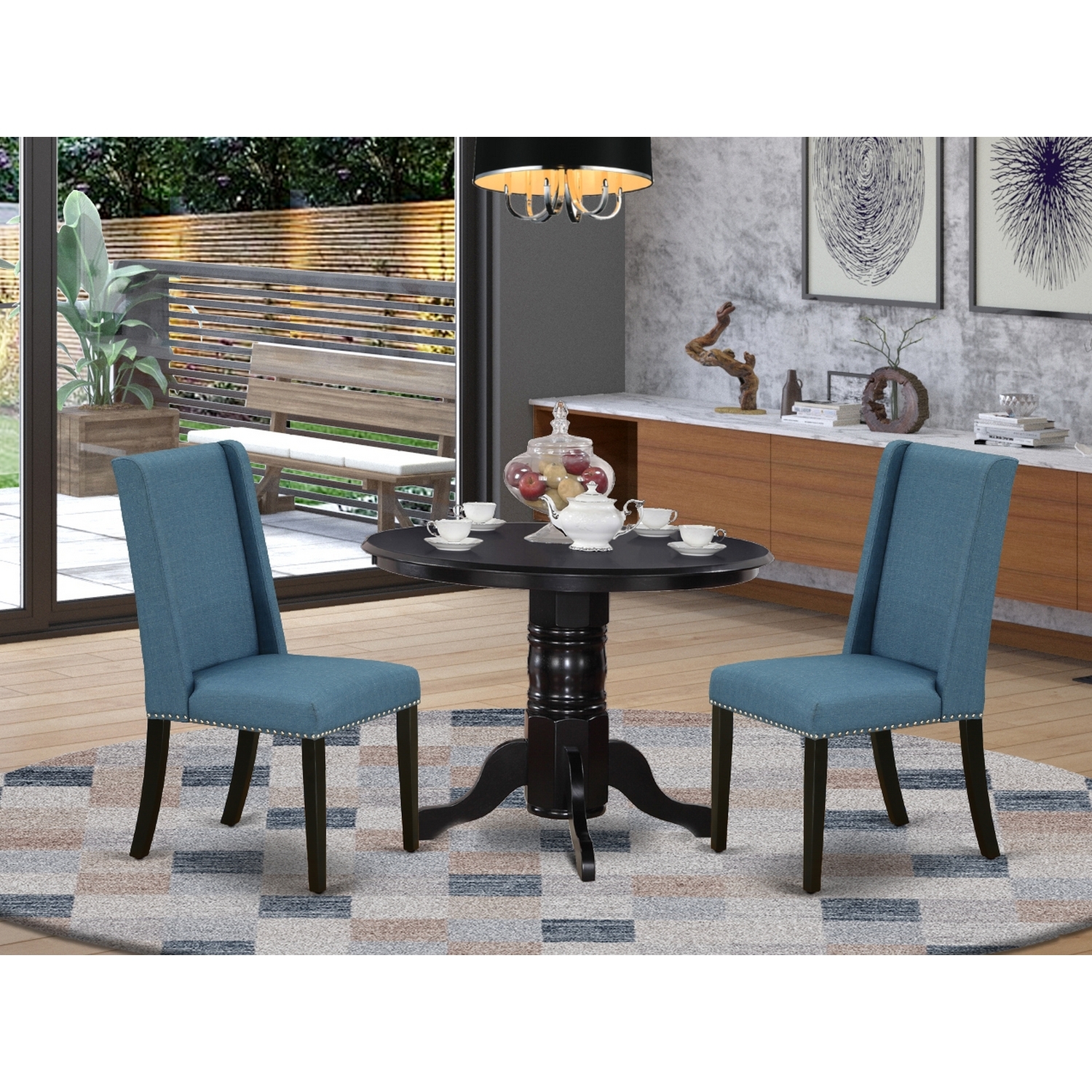 HomeStock Southwestern Style 3-Piece Kitchen Table Set Included A Round ...