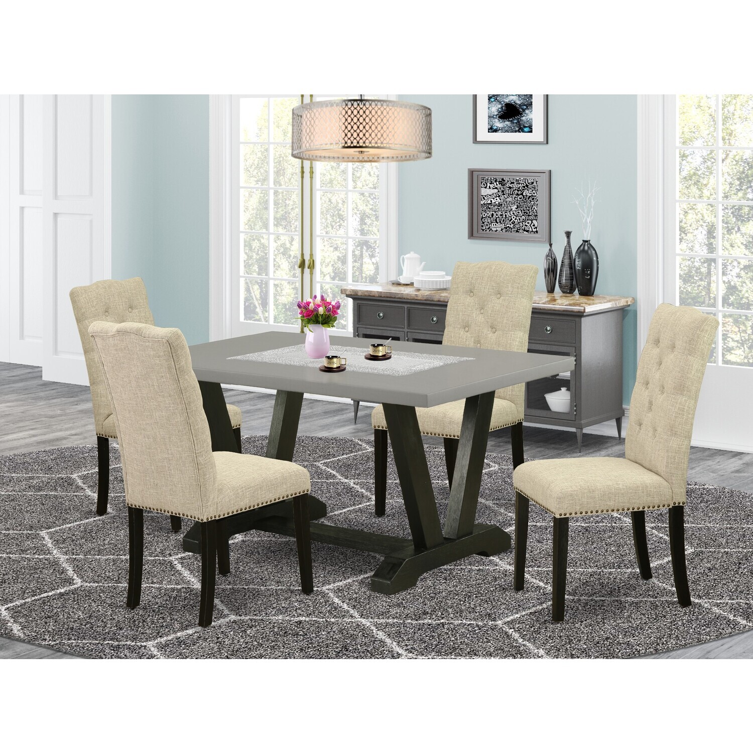 HomeStock Southwestern Style 5-Piece Kitchen Dining Table Set Included ...