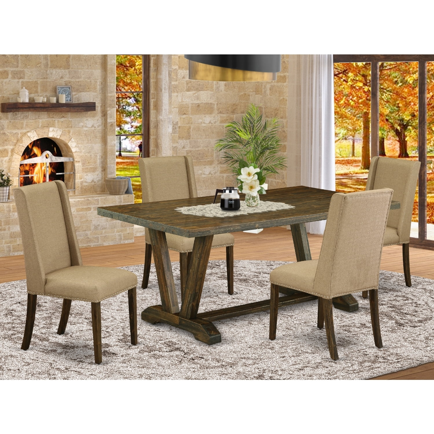HomeStock Southwestern Style 5-Piece Kitchen Table Set Included 4 ...