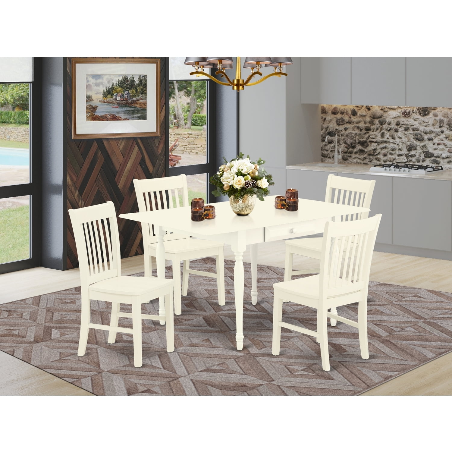 HomeStock Southwestern Style 5 Pieces Wood Dining Table Set - Strong ...