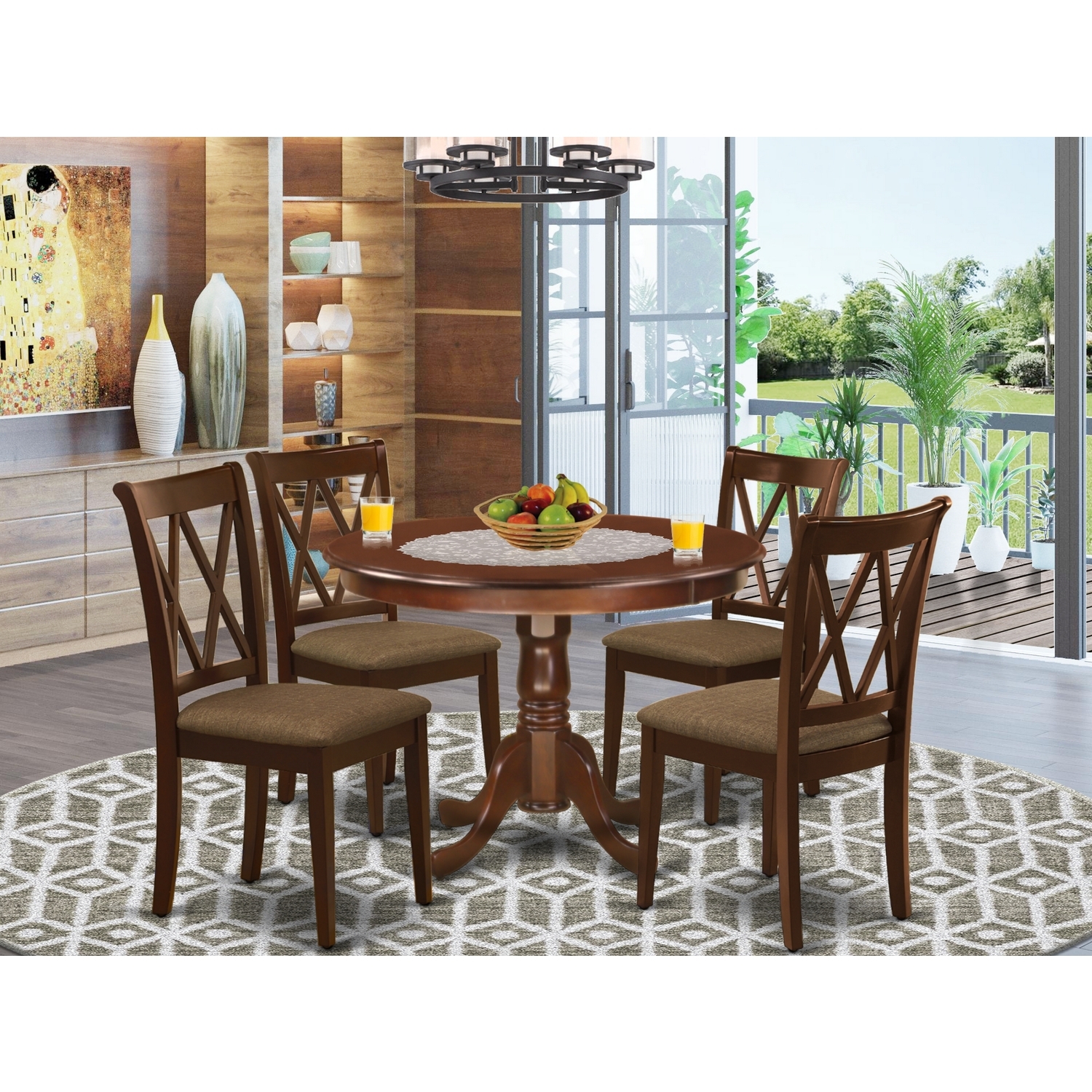 HomeStock Southwestern Style 5Pc Dining Set Includes A Round Dinette ...