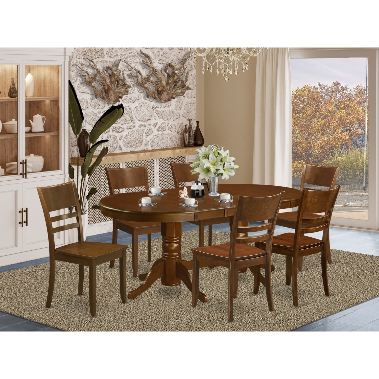 HomeStock Southwestern Style Kitchen Table With A 17" Leaf And Wood ...