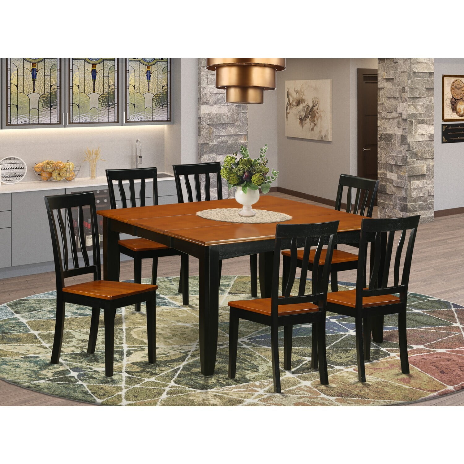 Southwestern Dining Table Set - 54 Inch Kitchen Table with 8 Chairs ...