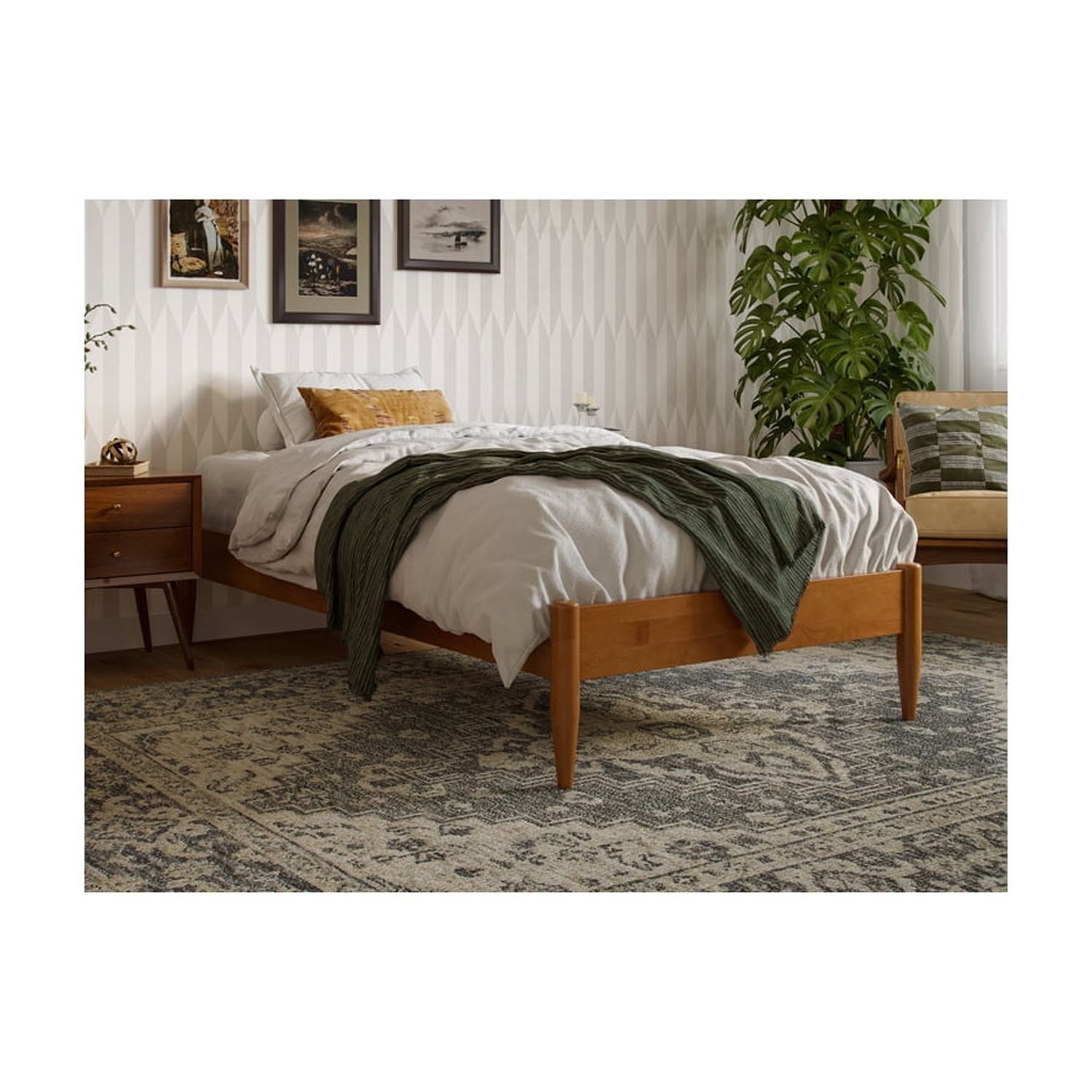 HomeStock Suburban Soiree 14" Twin XL Platform Bed Frame in Light ...