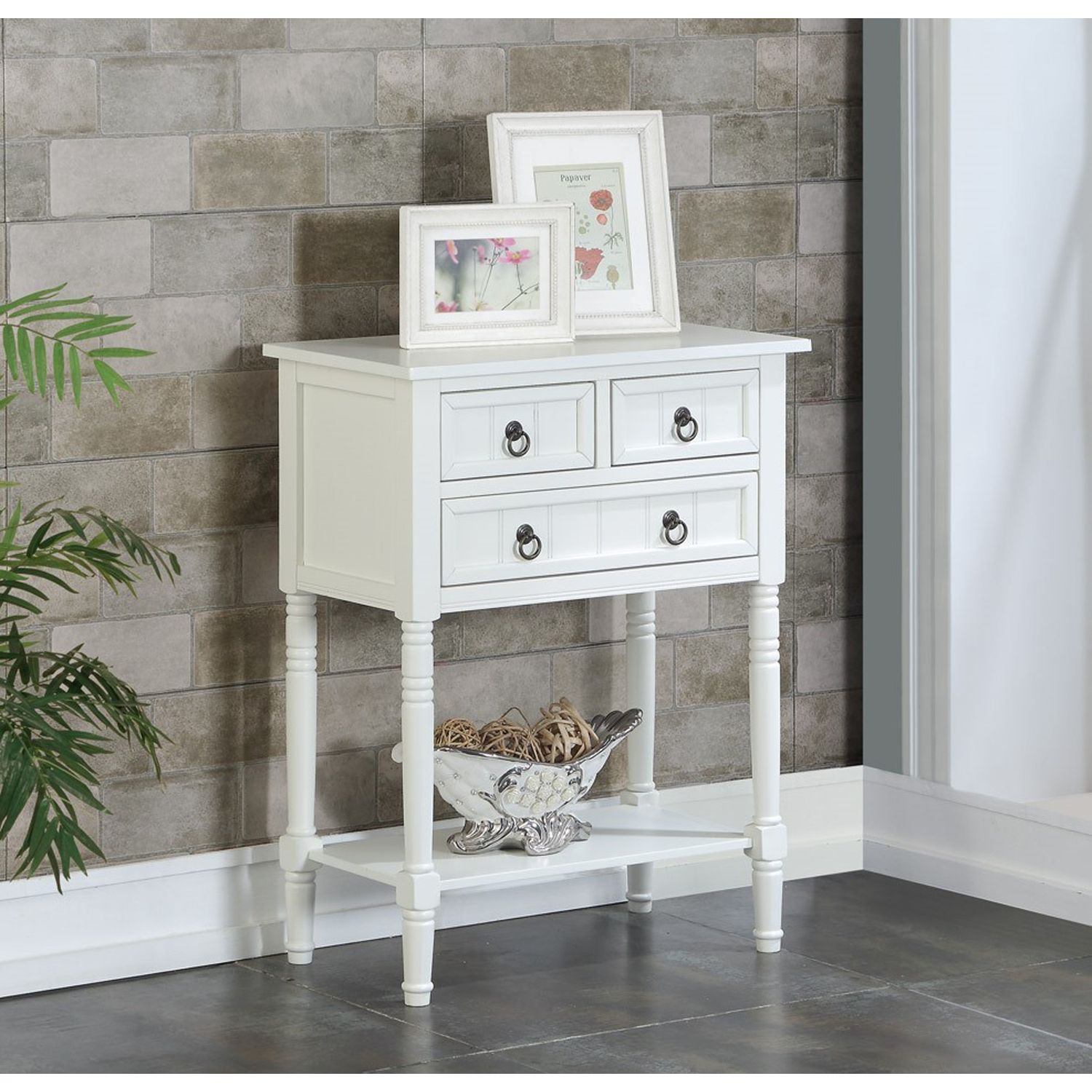 HomeStock Suburban Soiree 3 Drawer Hall Table With Shelf - Walmart.com