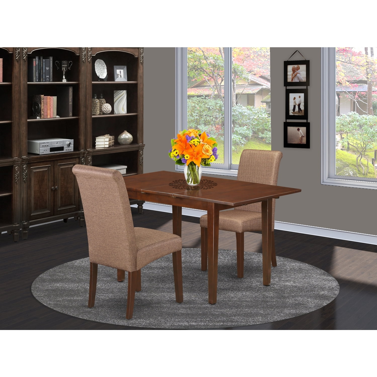 HomeStock Suburban Soiree 3Pc Kitchen Table With Linen Brown Fabric ...