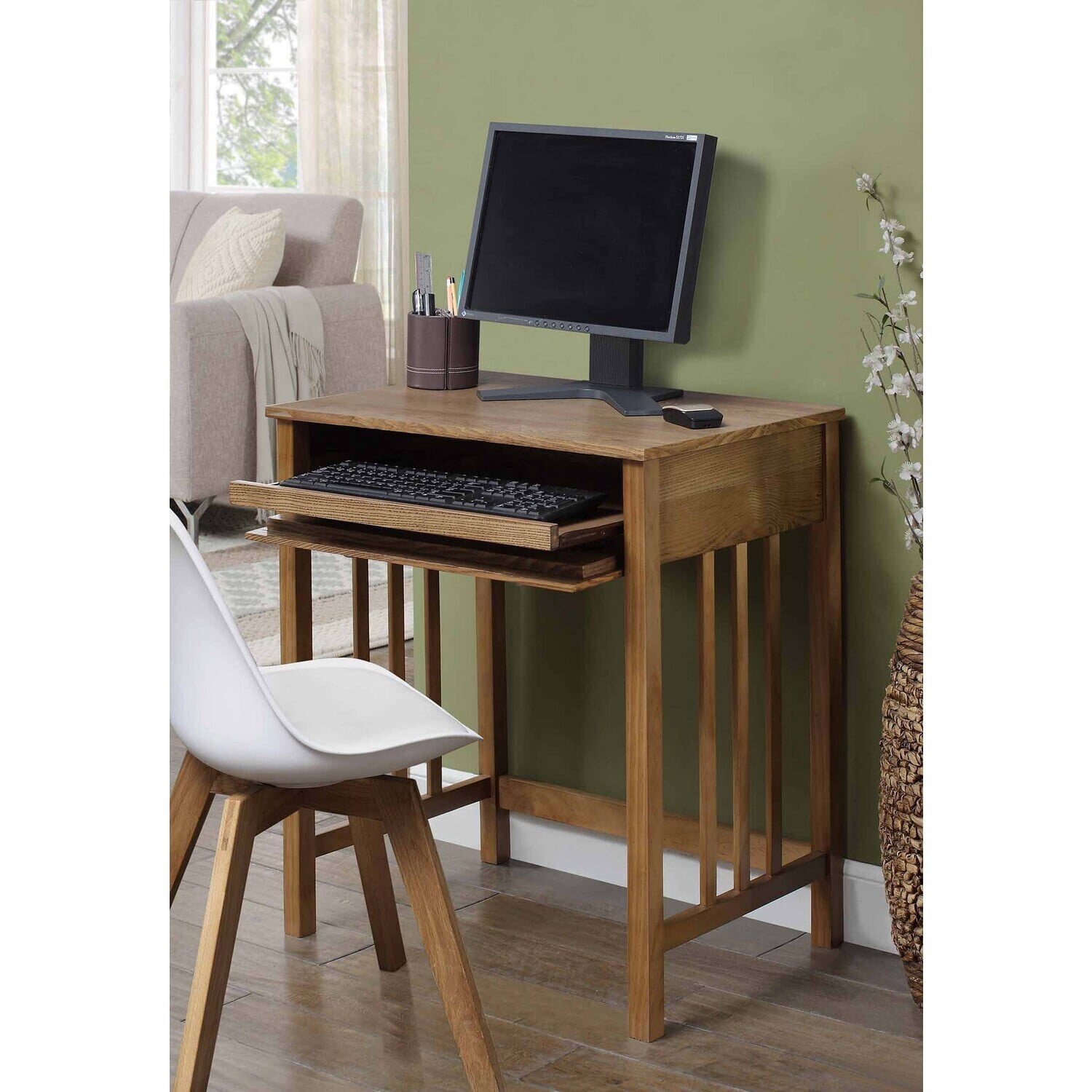 Birch Veneer Desk with Keyboard Tray - Home Office Computer Writing ...