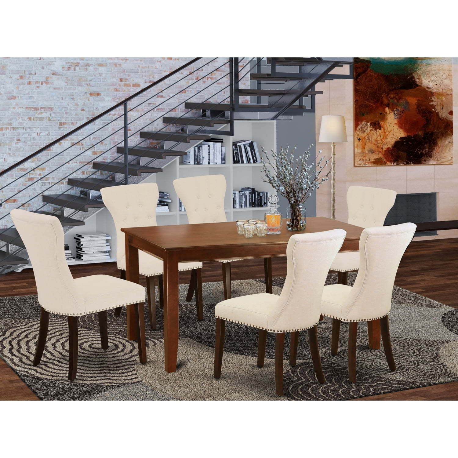HomeStock Suburban Soiree Furniture Duga7-Mah-32 7-Piece Dining Room ...