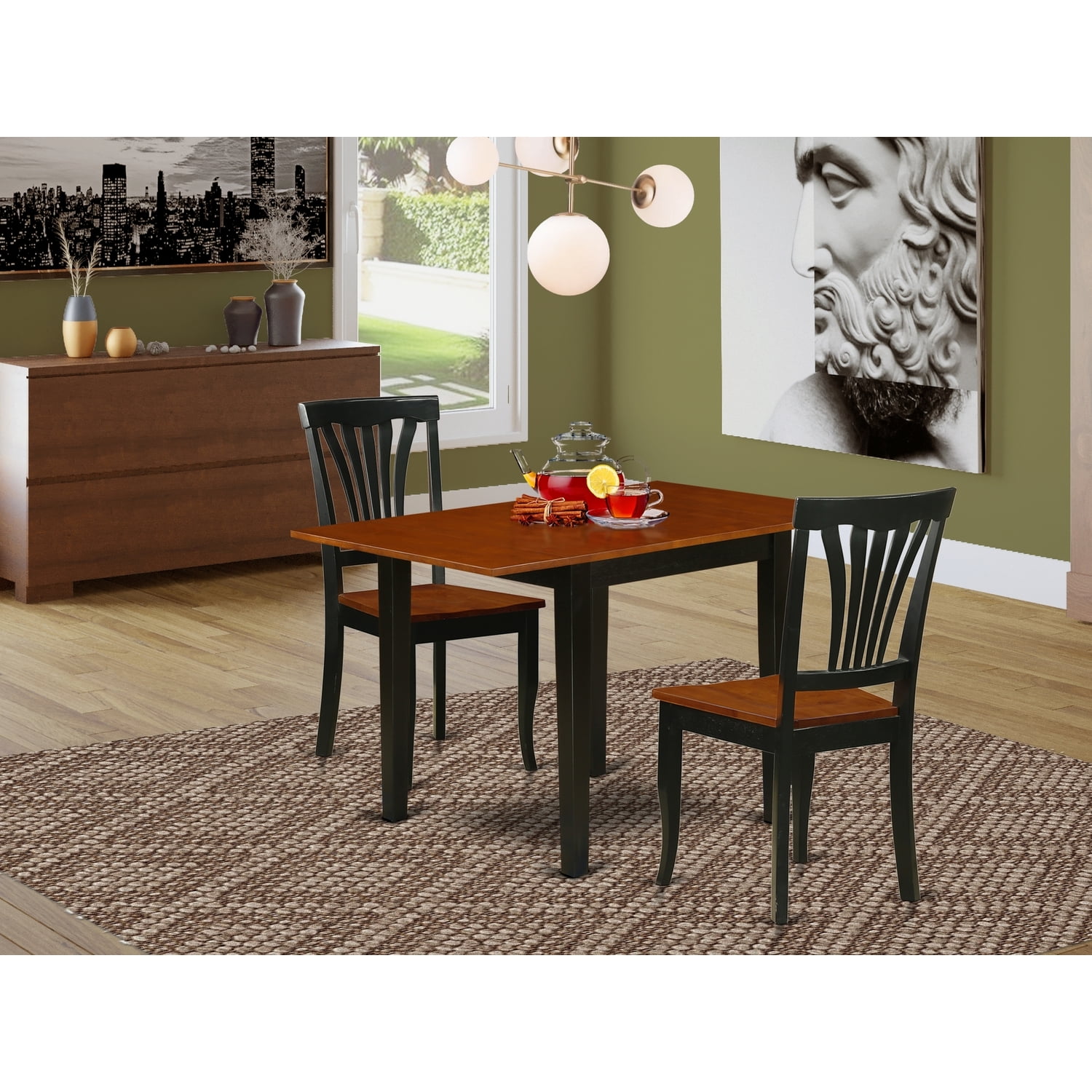HomeStock Suburban Soiree Modern Dining Table Set 3 Pc- 2 Chairs For ...