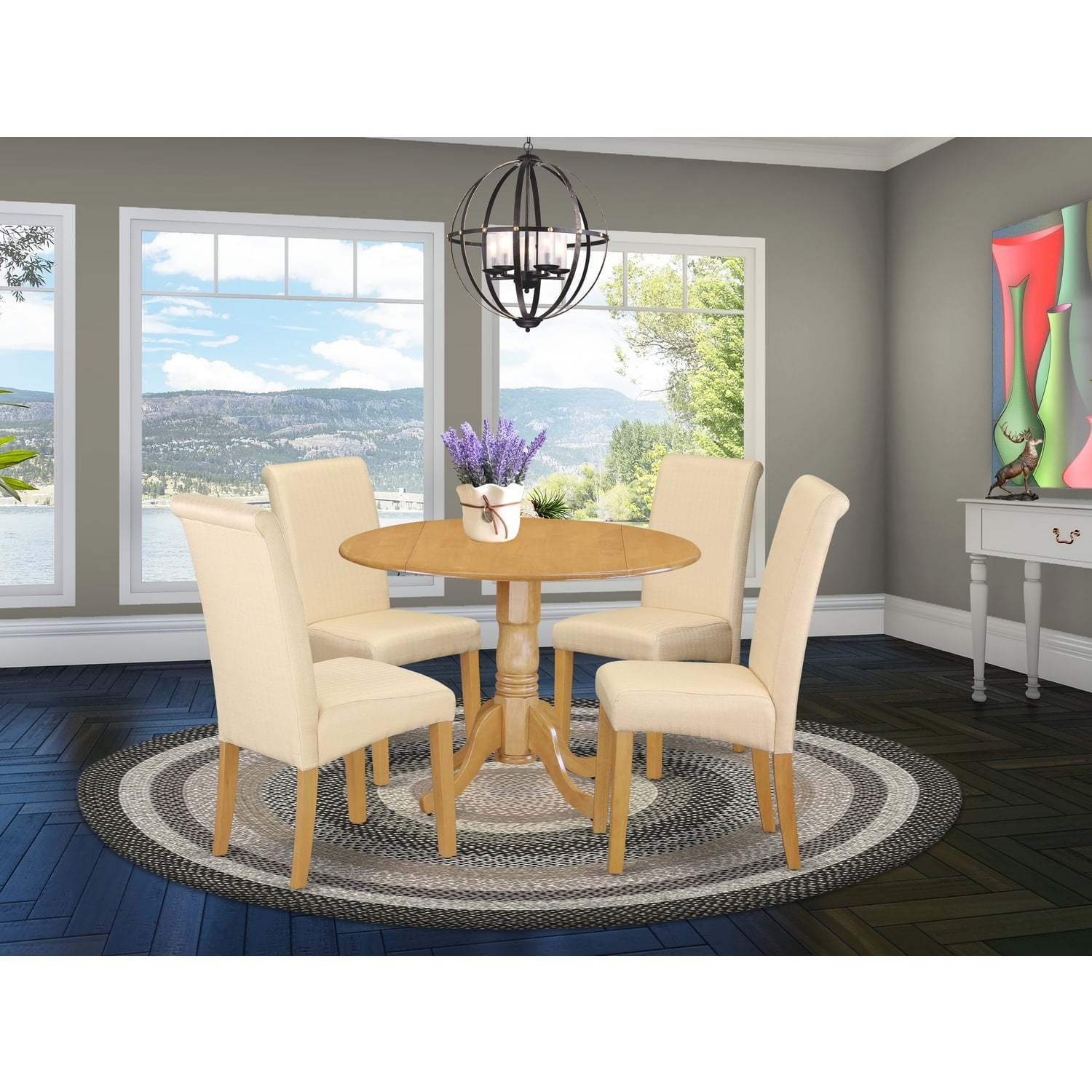 HomeStock Suburban Sophistication 5Pc Small Round Table With Linen ...