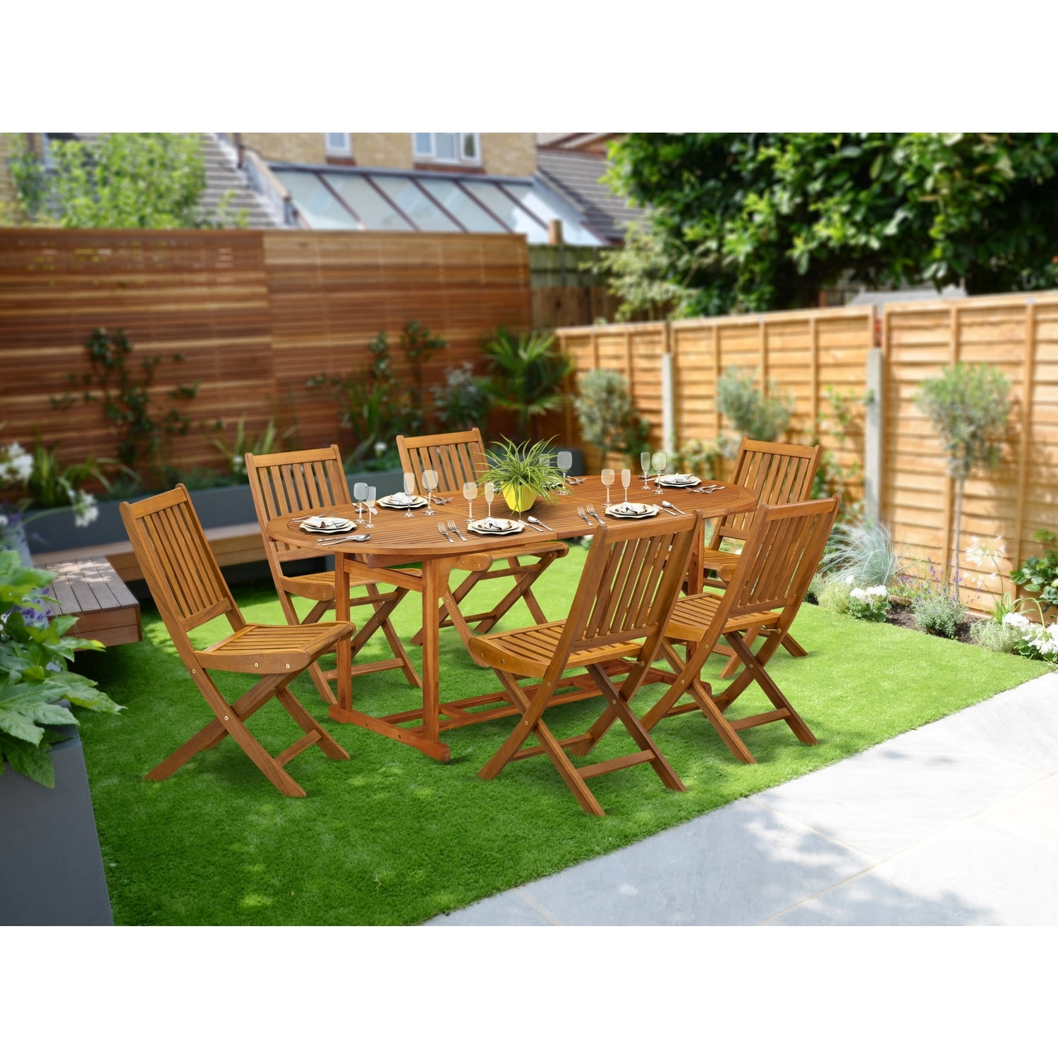 HomeStock Suburban Sophistication 7-Pc Outdoor Set- 6 Outdoor Chairs ...