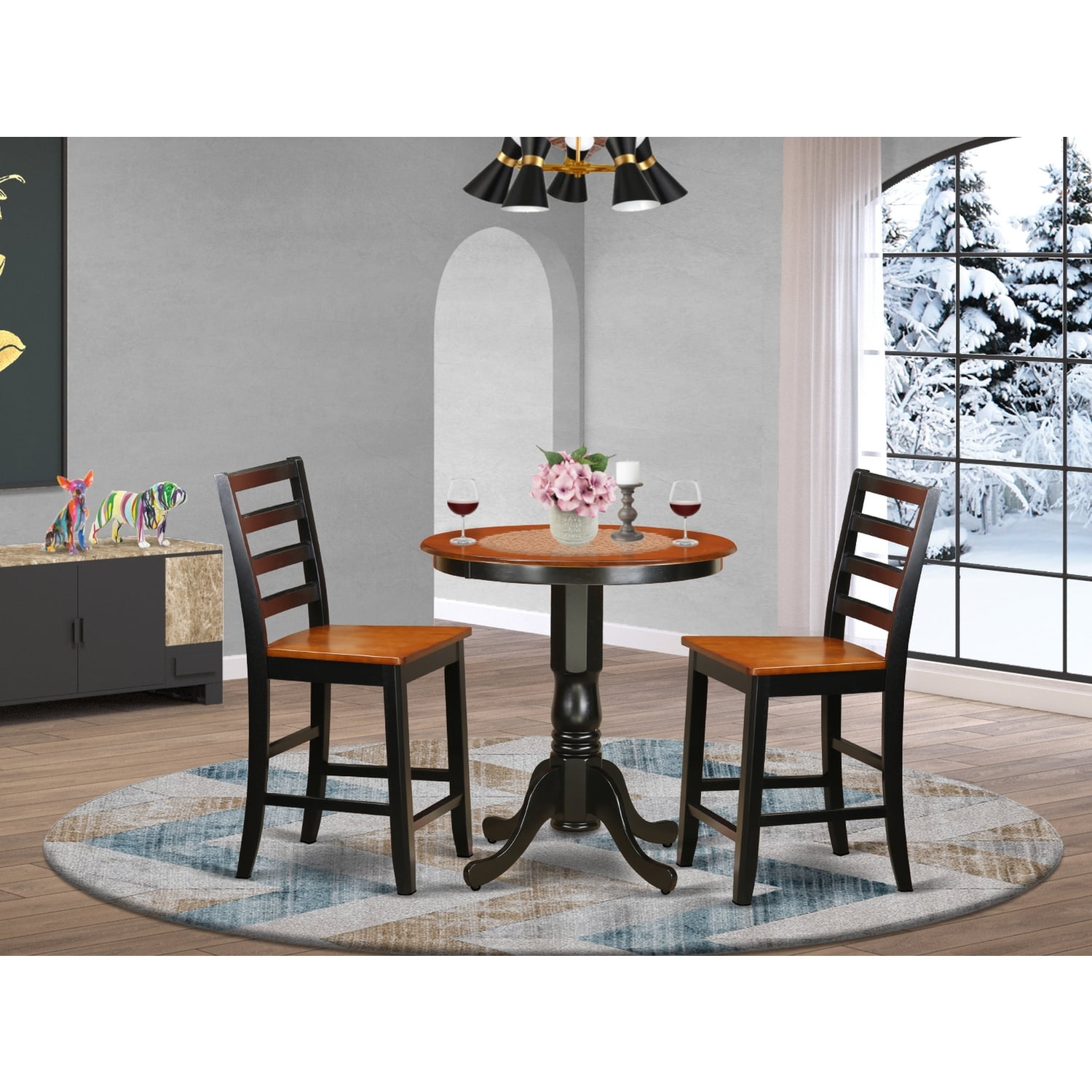 Counter Height Dining Set - 5 Piece Pub Table & Bar Stool Set - Modern ...
