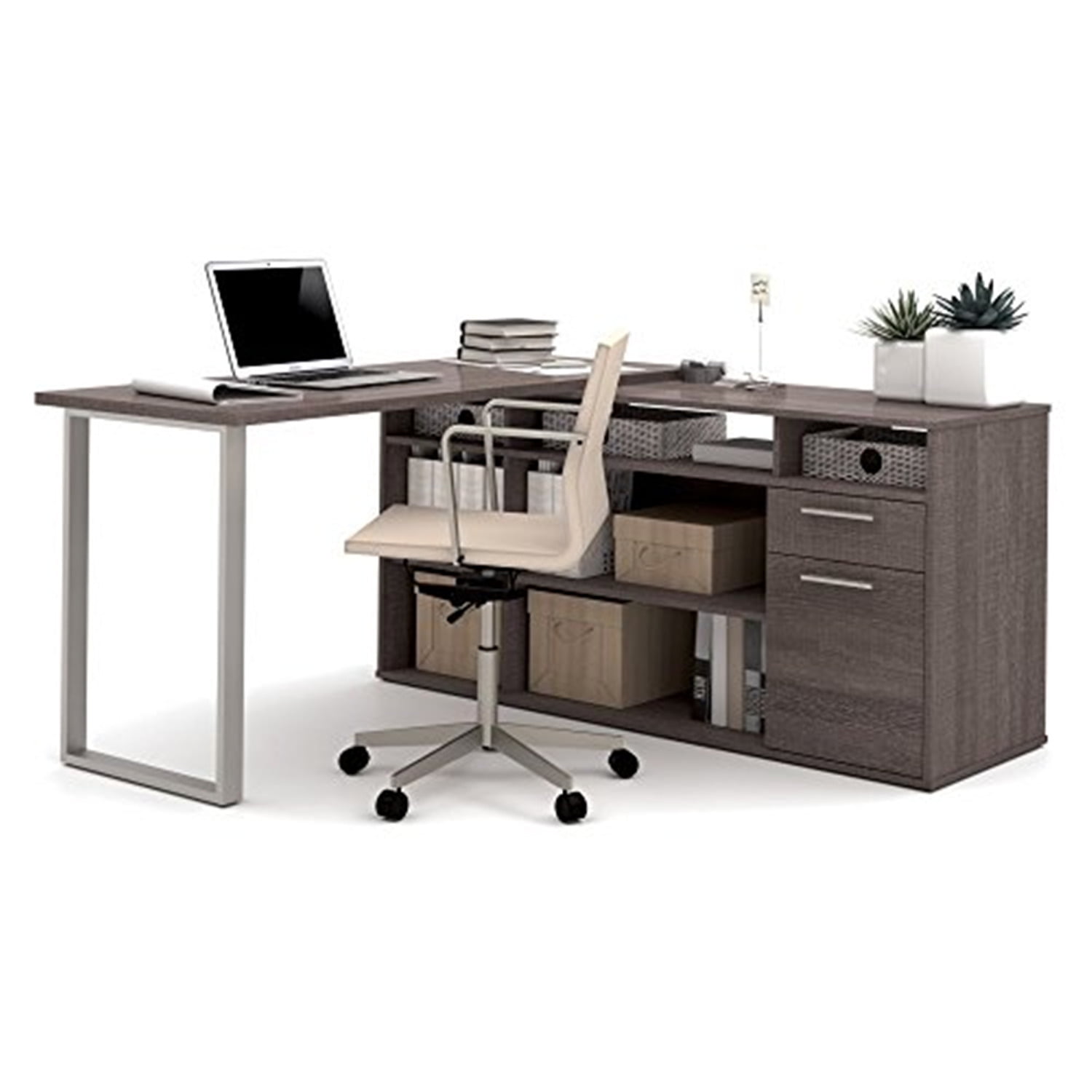HomeStock Suburban Sophistication L-Shaped Desk With Lateral File And ...