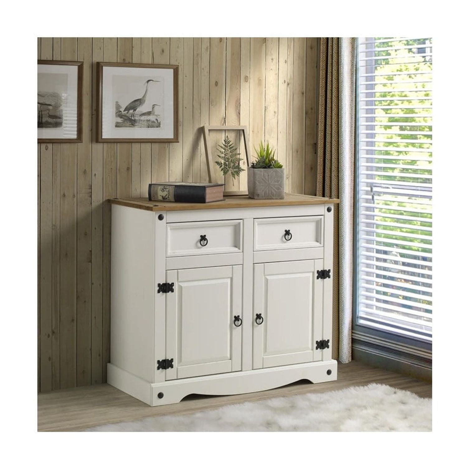 HomeStock Suburban Sophistication Wood Buffet Sideboard in Distressed ...