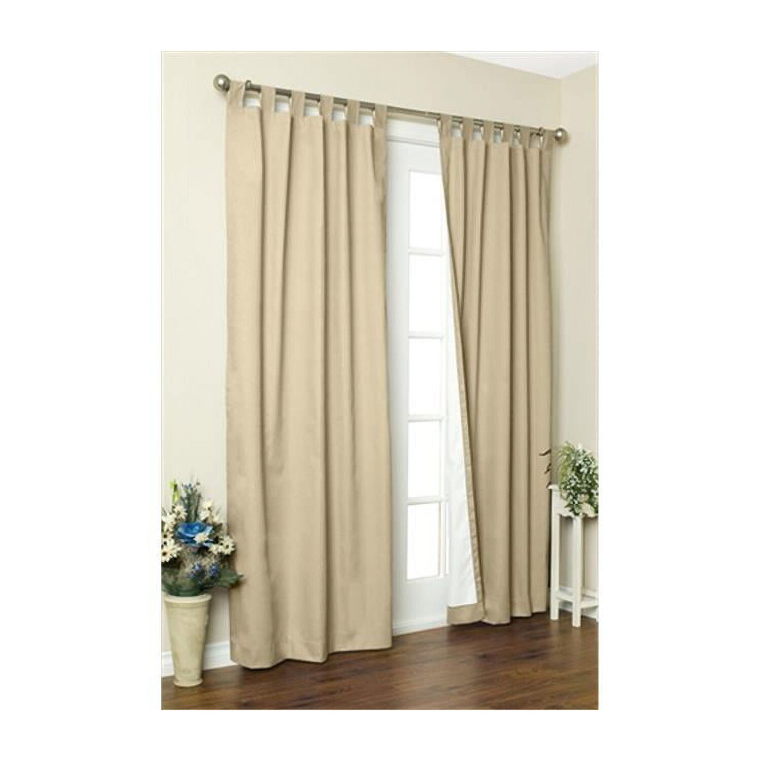 HomeStock Tab Top Panel Pair, 40 x 72 in Khaki, Room-Darkening Cotton ...