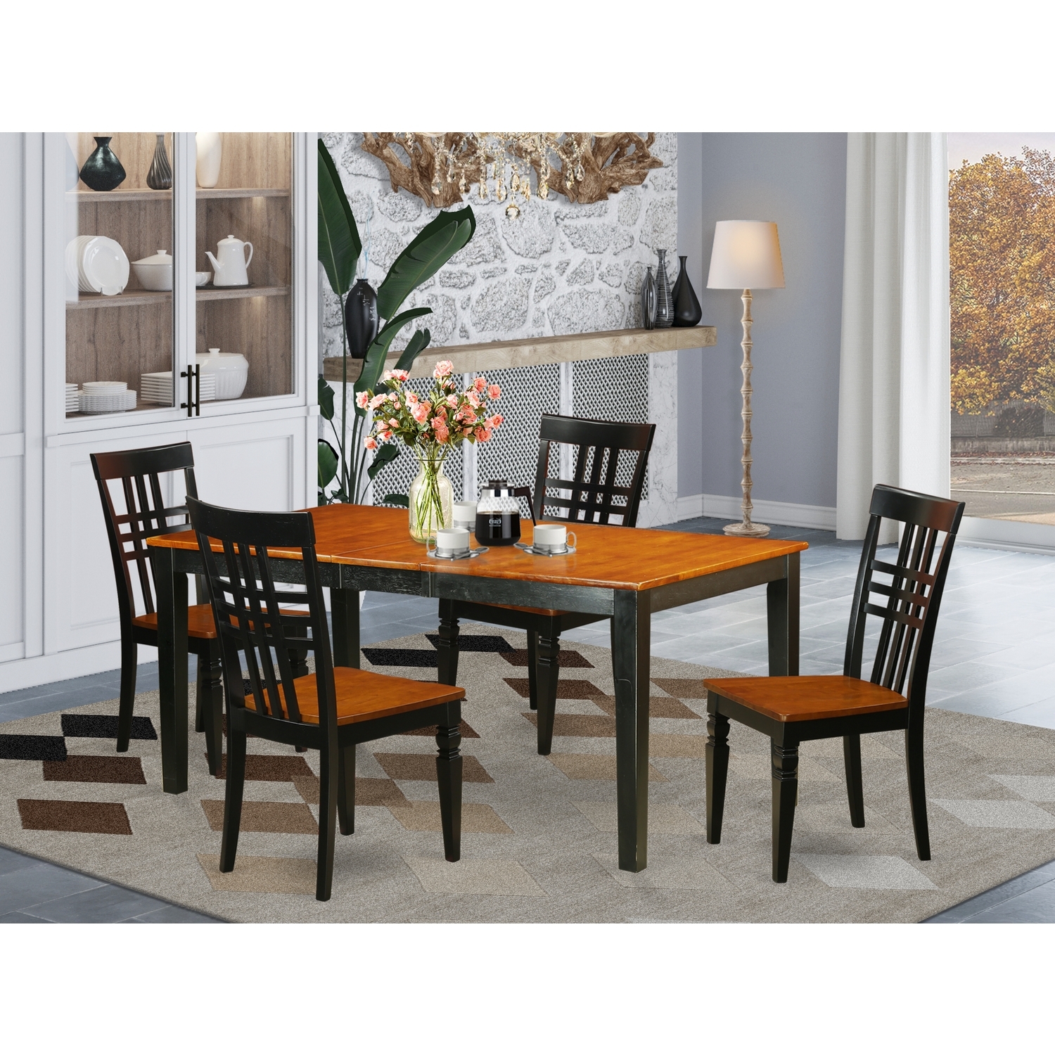5-Piece Dining Set - Rectangle Table & 4 Chairs - Solid Wood - Tuscan ...