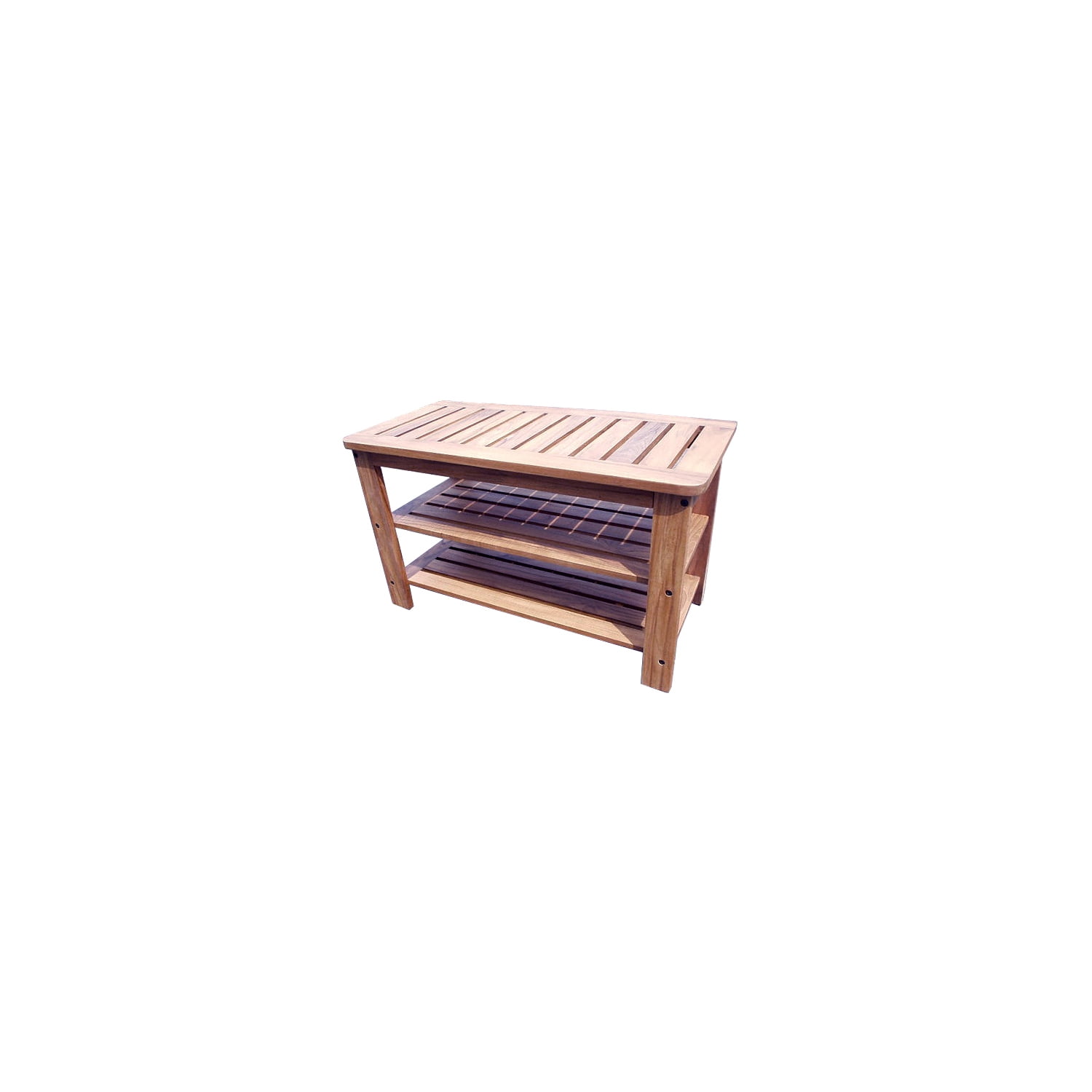 Teak Shoe Bench Outdoor - Natural Wood Bench for Entryway Patio ...
