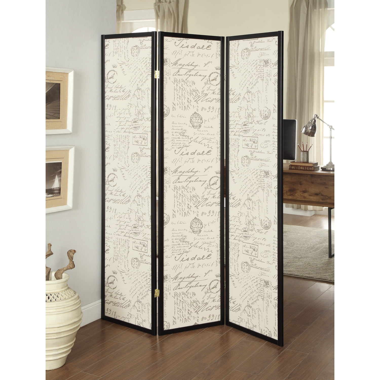 HomeStock Three Panel Folding Floor Screen - 70.25"H x 52"L x 0.75"W ...