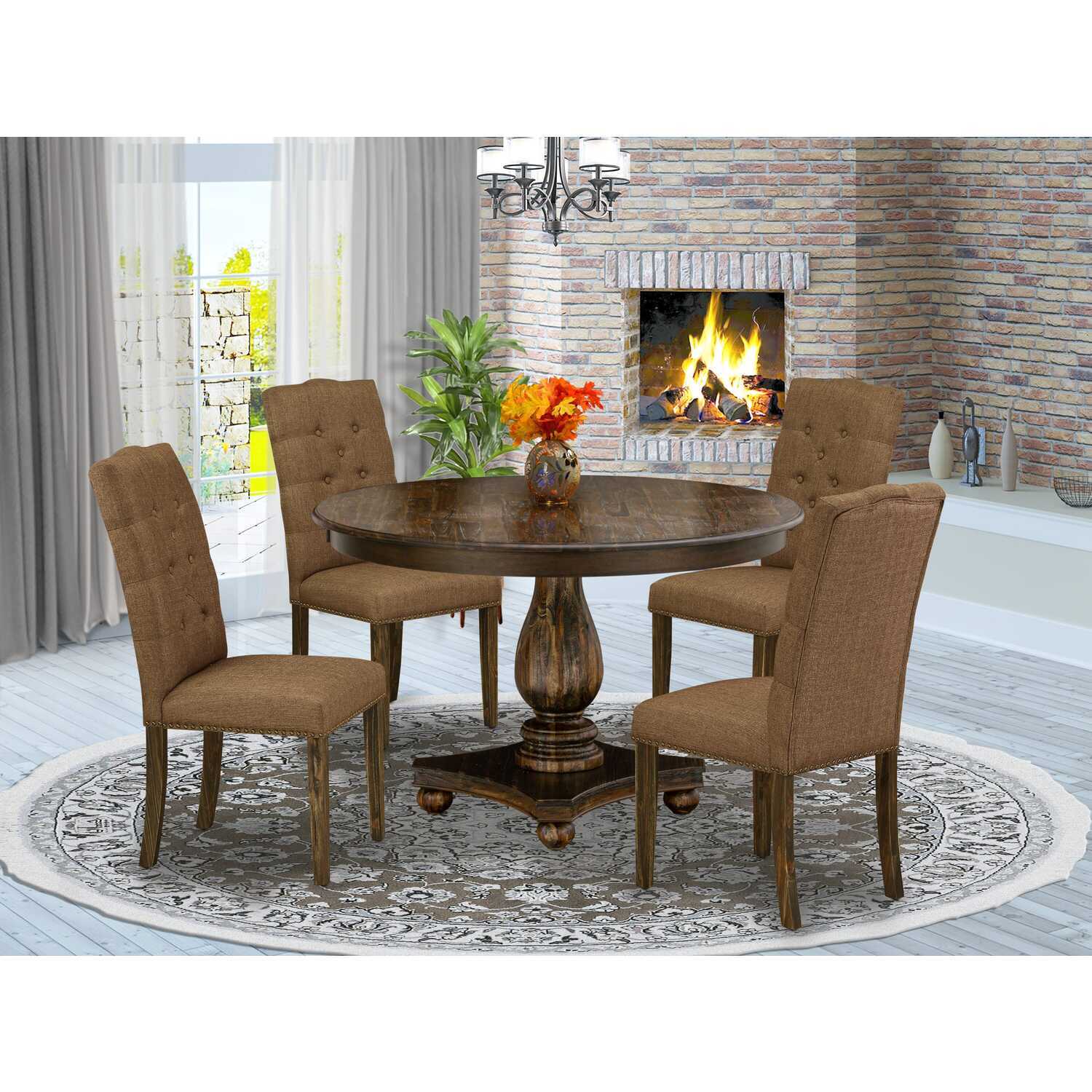 HomeStock Timeless Tradition 5 Piece Table Set Consists Of A Dining ...