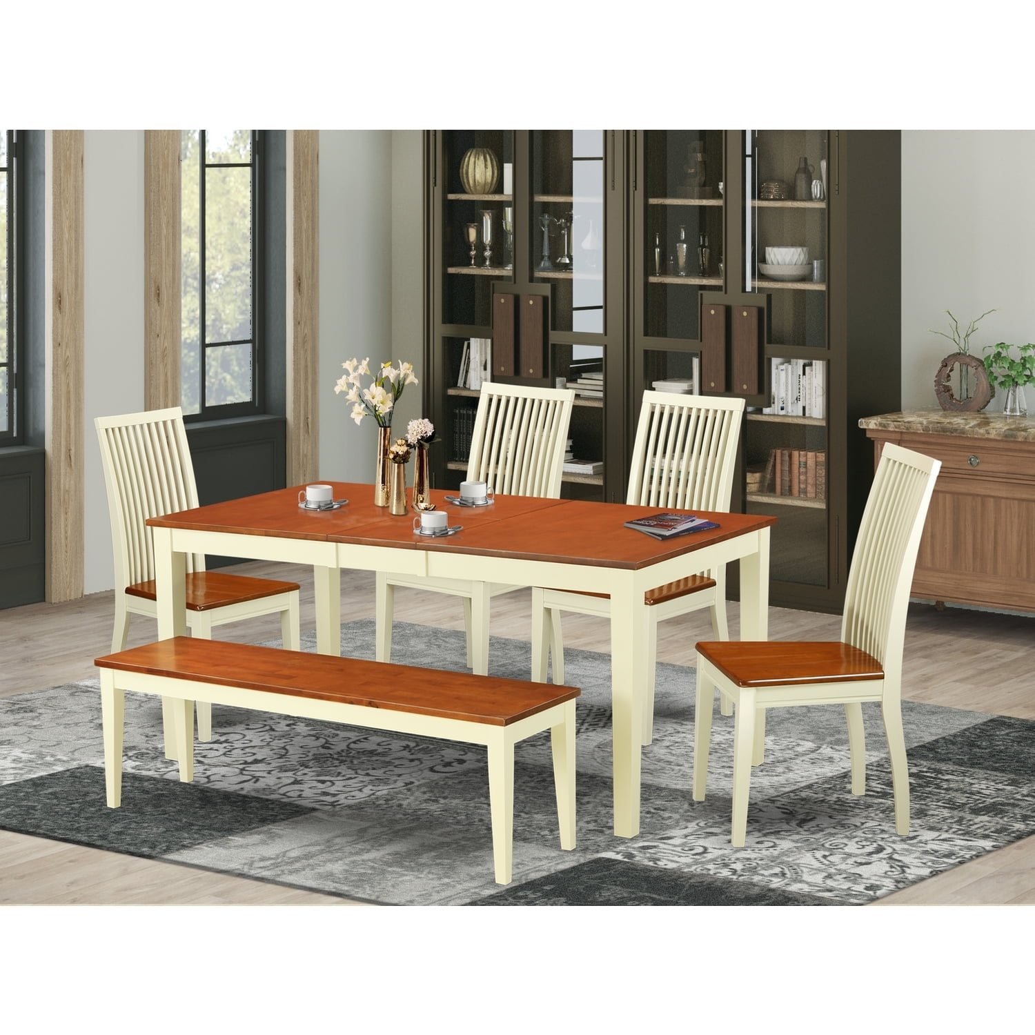 HomeStock Timeless Tradition 6 Pc Dining Room Set With Bench-Kitchen ...