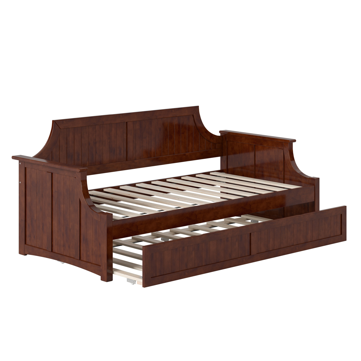 Twin Daybed with Trundle - Wood Frame Daybed for Living Room, Bedroom ...