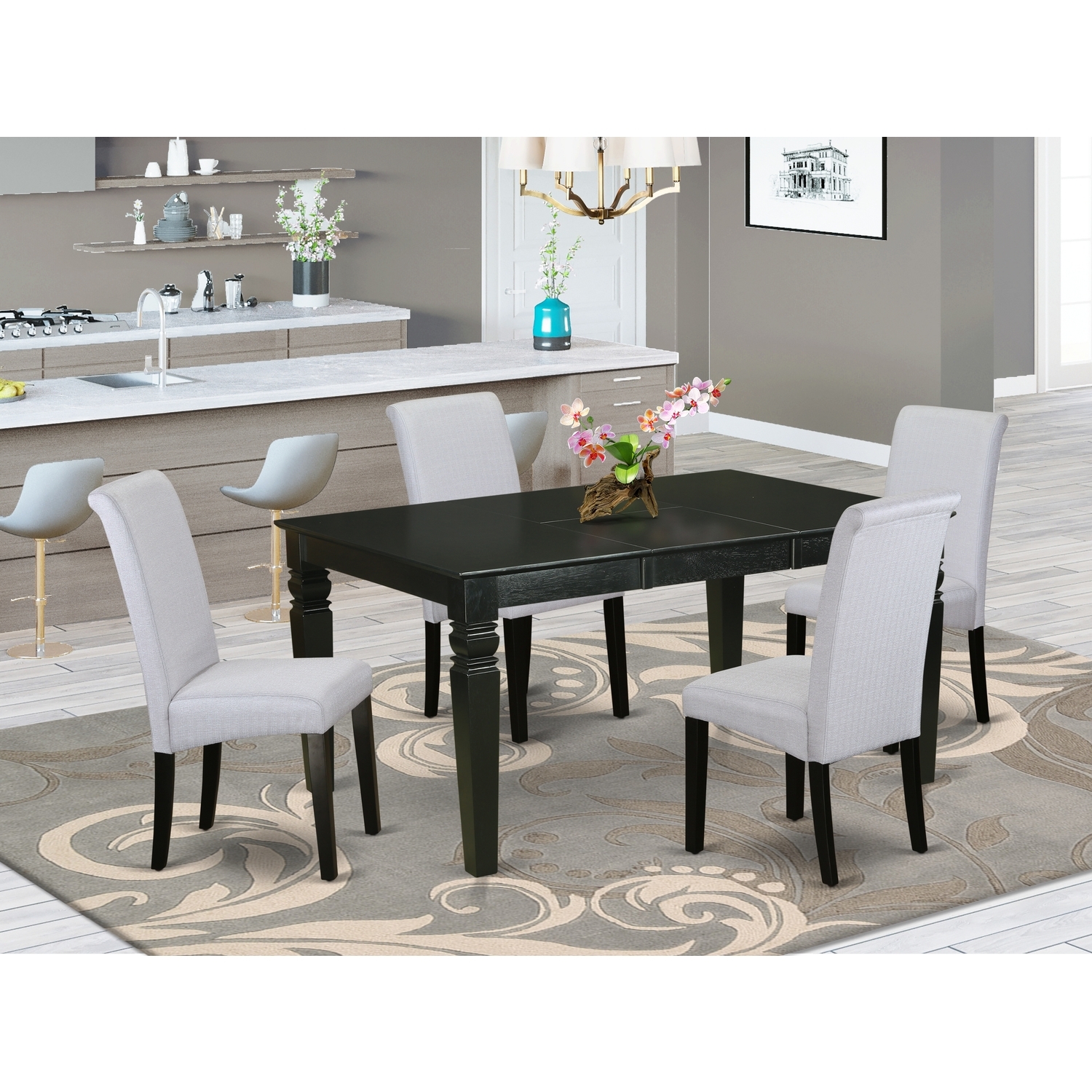 HomeStock Timeless Trends 5Pc Kitchen Table With Linen Grayish Blue ...