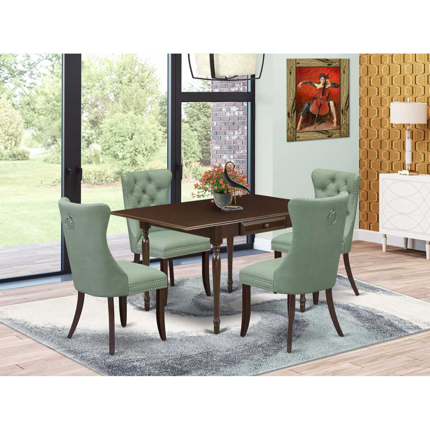 HomeStock Timeless Trends Compact Dining Table Set Consists of a ...