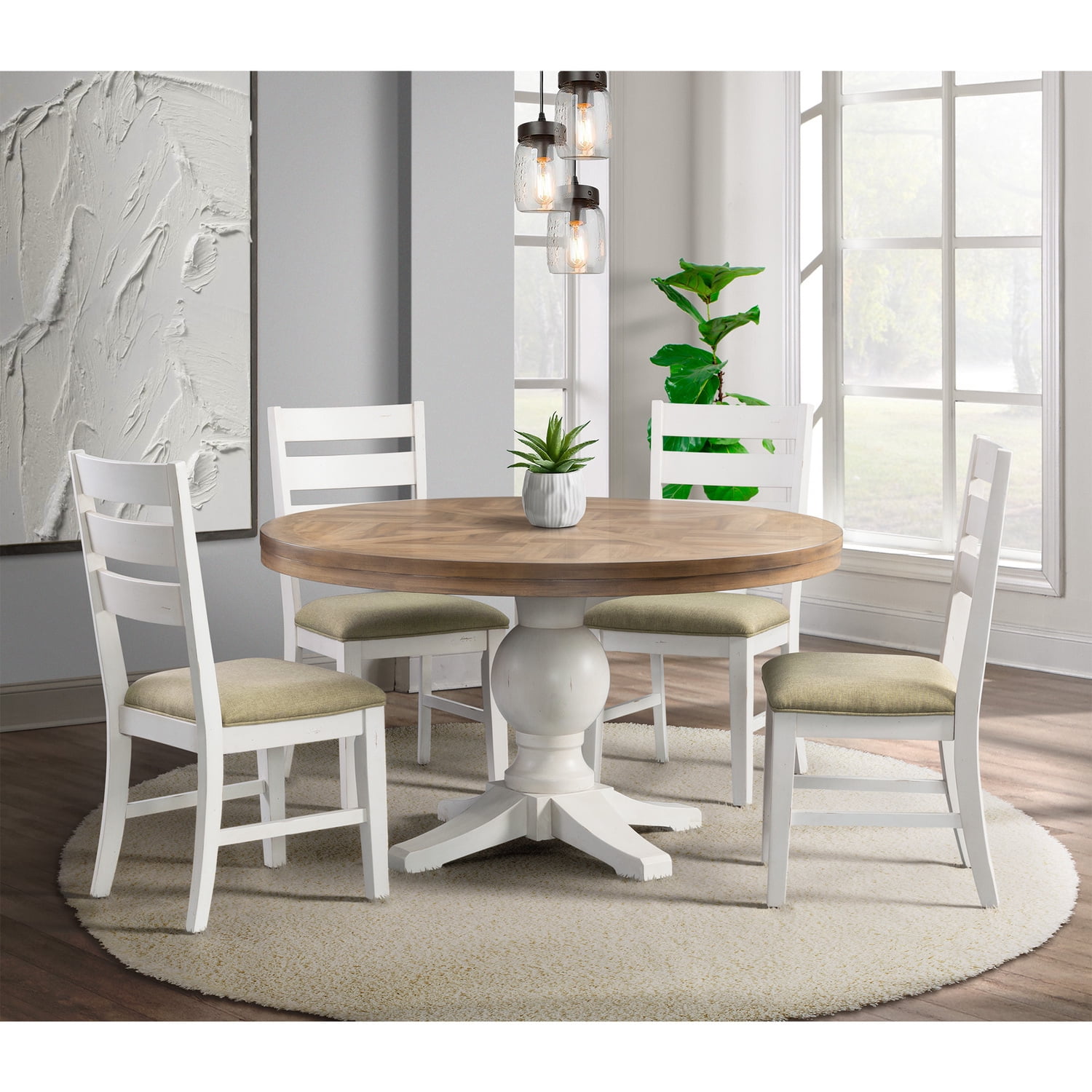 HomeStock Timeless Trends Round 5 Piece Dining Set-Table and Four ...