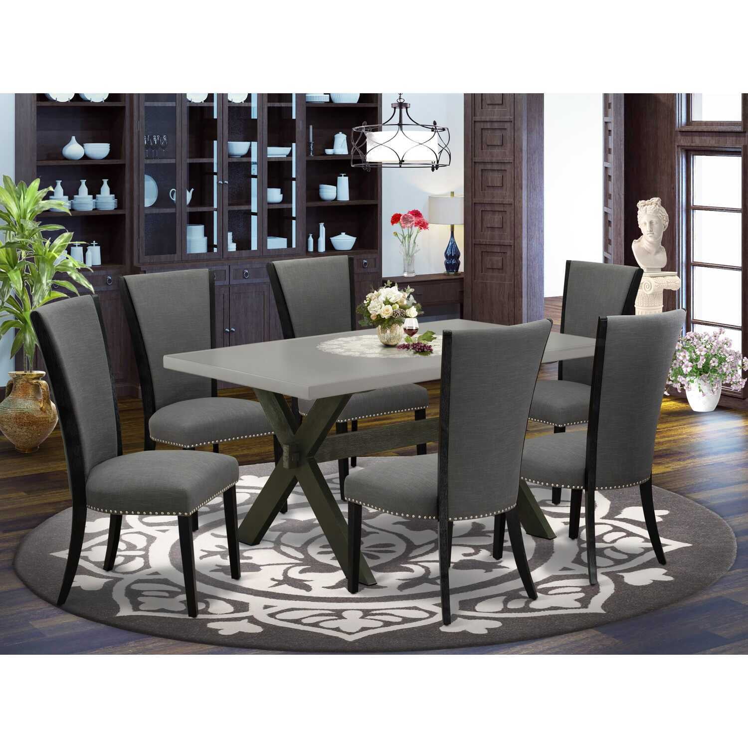 HomeStock Tribal Treasures 7 Piece Modern Dining Table Set Consists Of ...