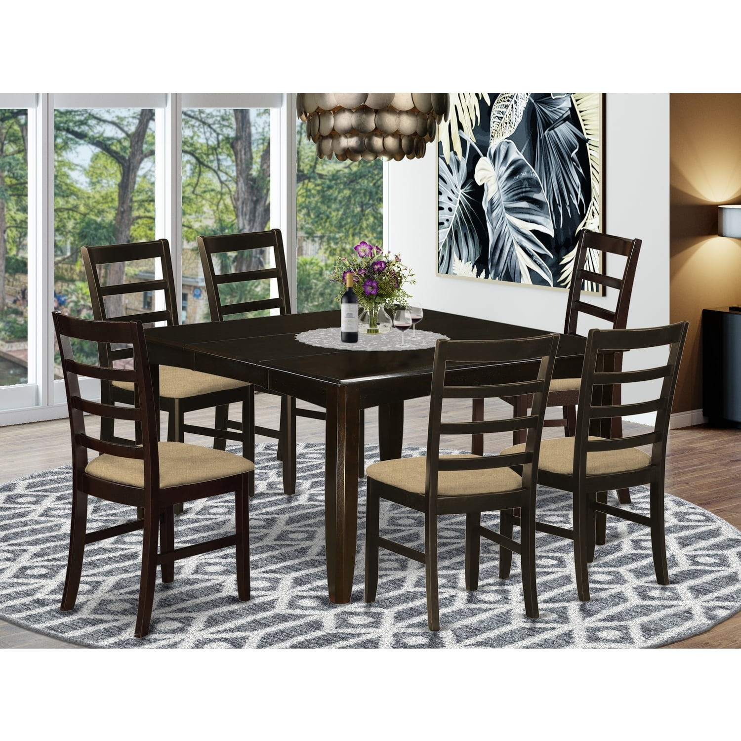 Dining Table Set - Kitchen Table with 6 Chairs - Wood Dining Room Set - Modern Farmhouse Style ...