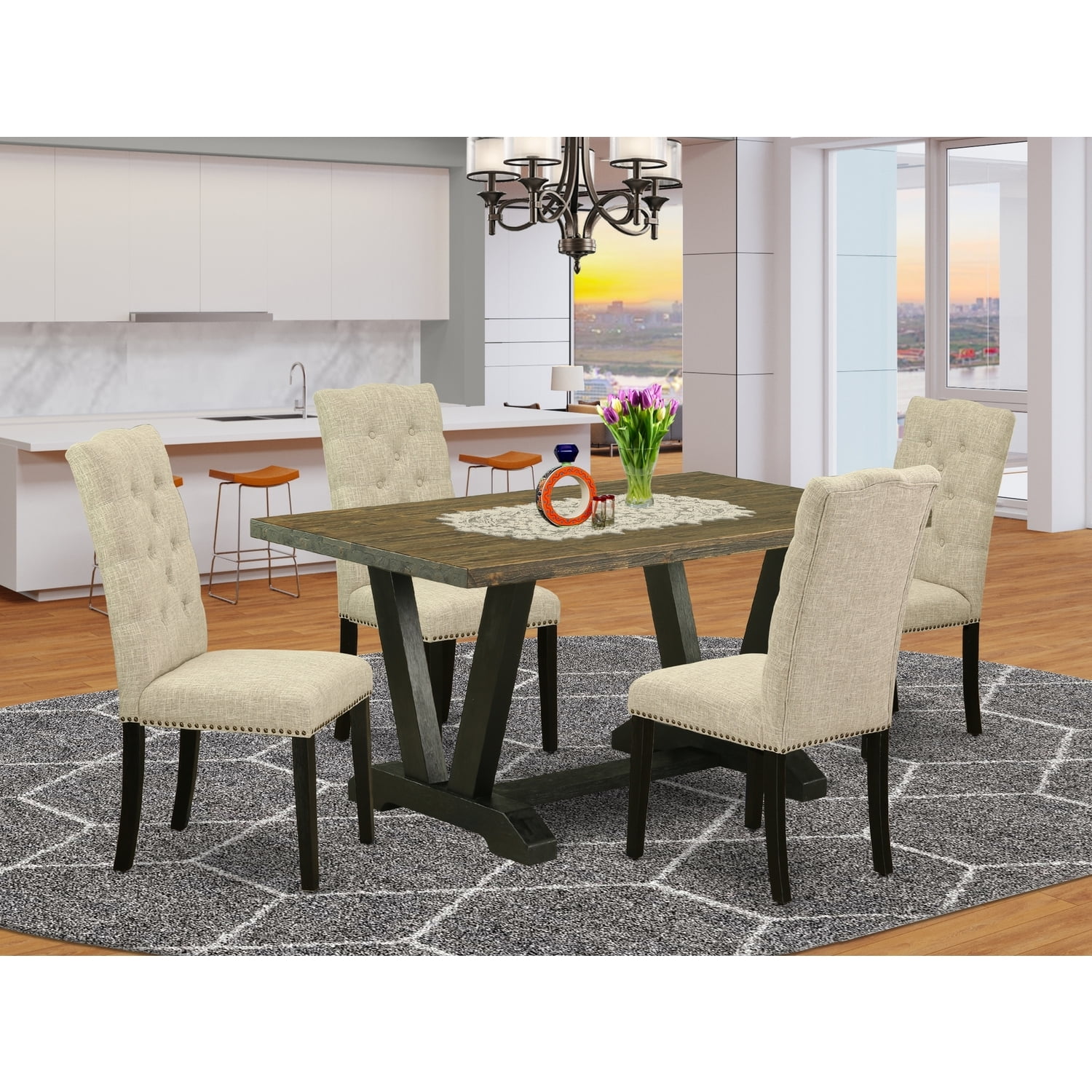5-Piece Kitchen Dinette Set - Dining Room ChairsRectangular Table - Walmart.com