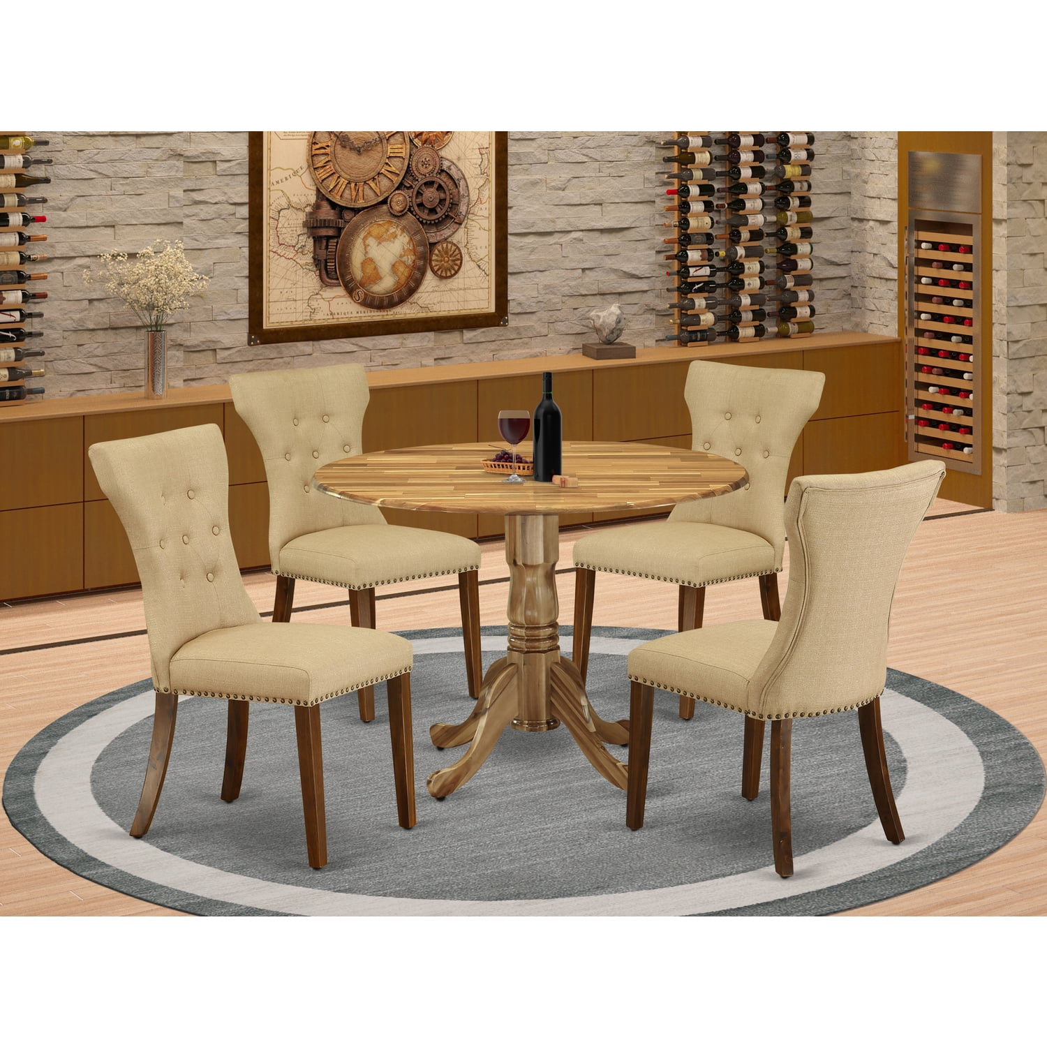 HomeStock Tuscan Temptations 5-Piece Round Kitchen Set Included A Breakfast Table & 4 Kitchen ...