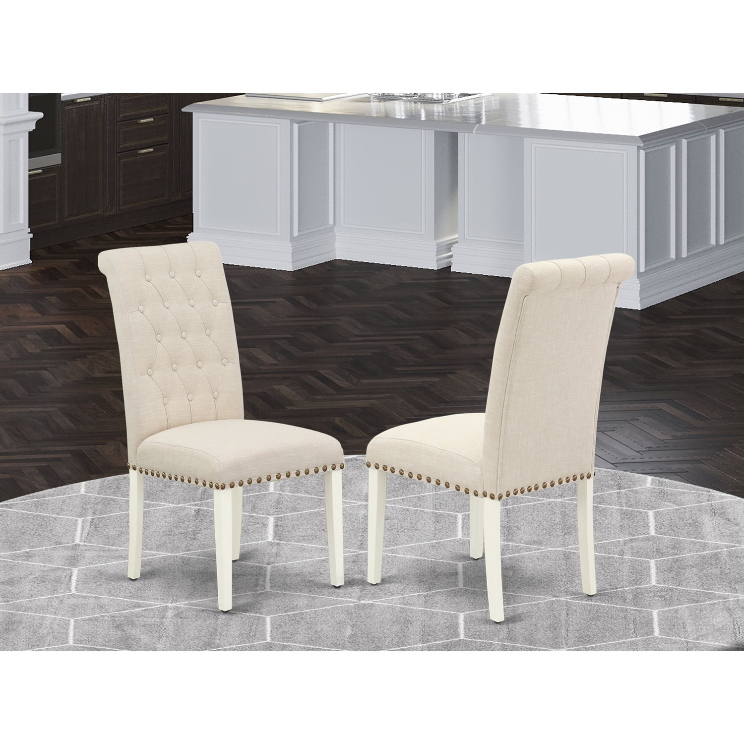 HomeStock Tuscan Temptations Bremond Parson Chair With Linen White Leg ...