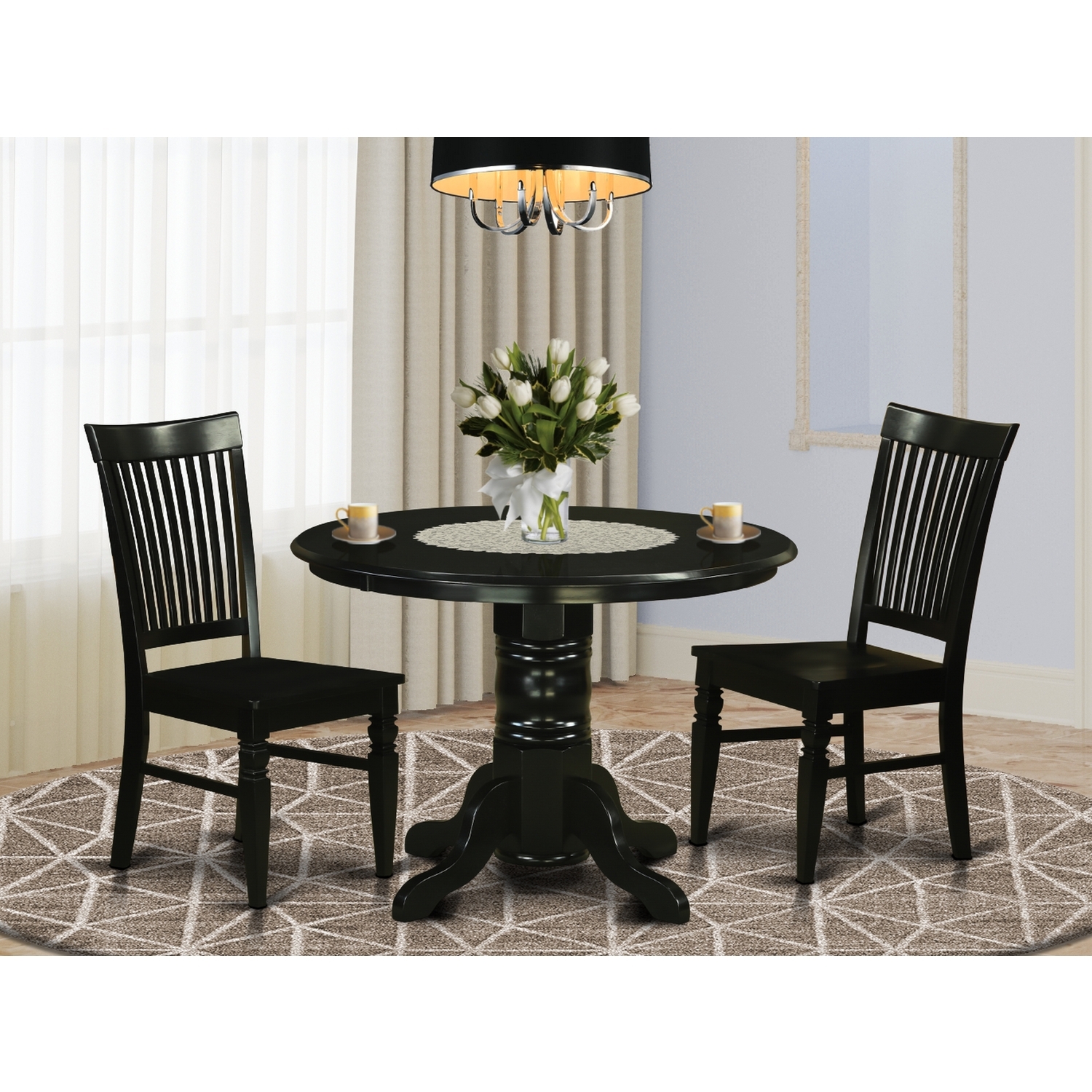 Round Dinette Set - 5 Piece Kitchen Table and Chairs - Compact Dining ...