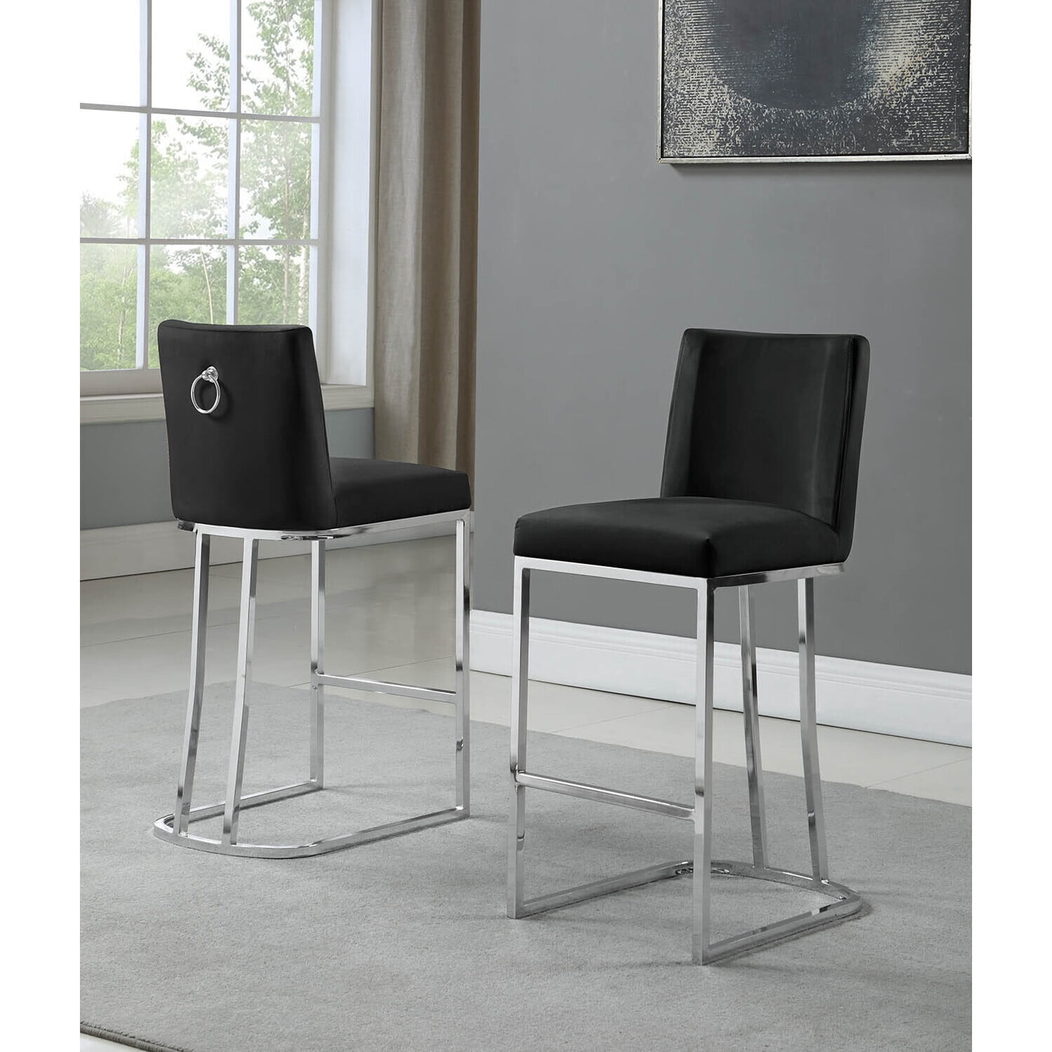 Counter Height Dining Chairs - Set of 2 - Modern Upholstered Bar Stools ...