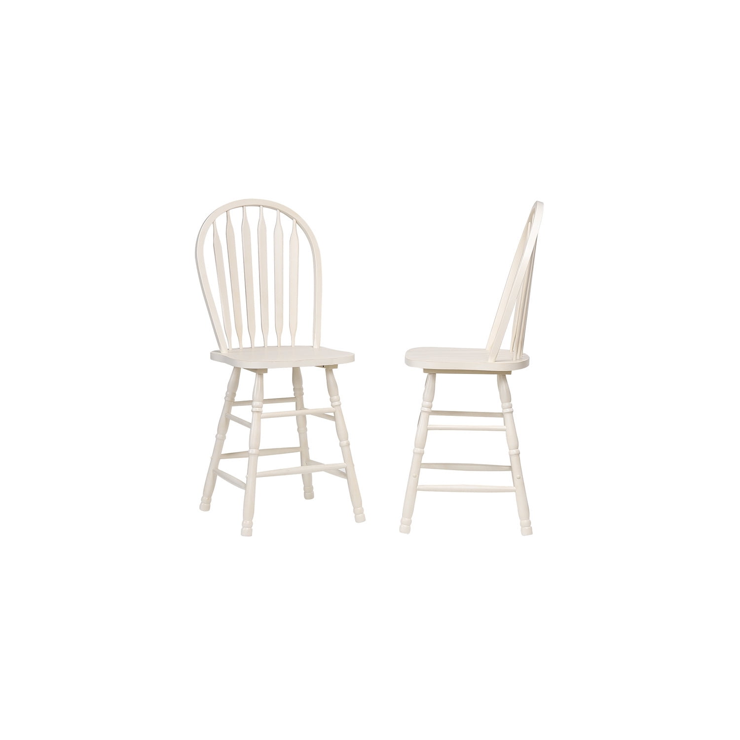 White Bar Stools - Set of 2 - Distressed Farmhouse Style - Oak ...