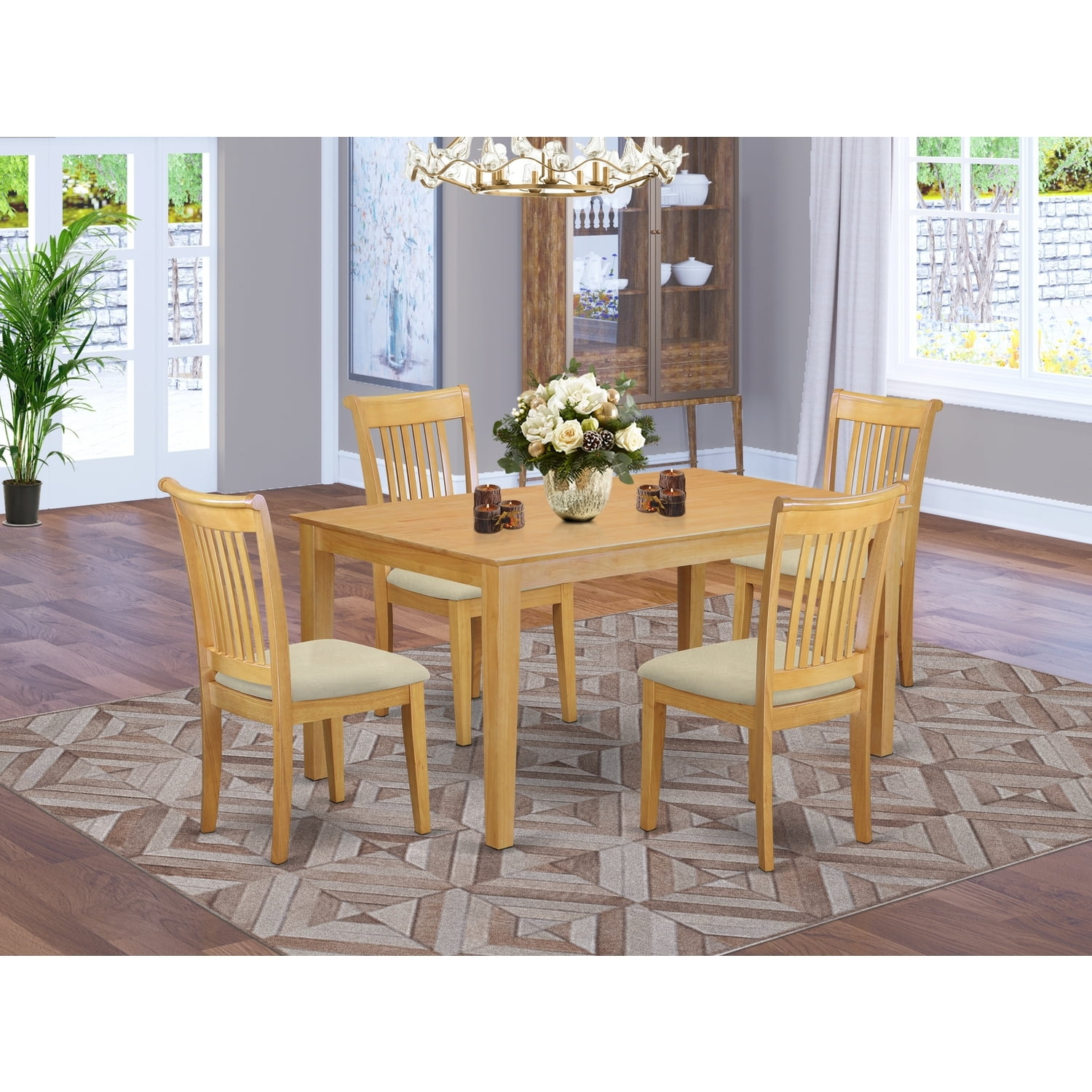 HomeStock Urban Oasis 5 Piece Dining Table Set- Solid Top Dining Room ...