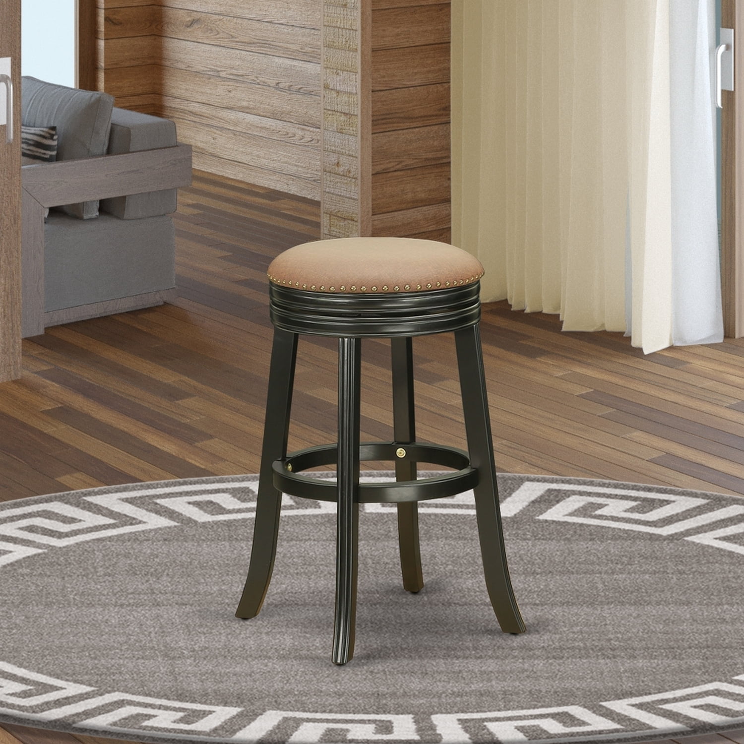 Swivel Barstool Counter Height - Modern Backless Stool, 30" Seat, Wood ...