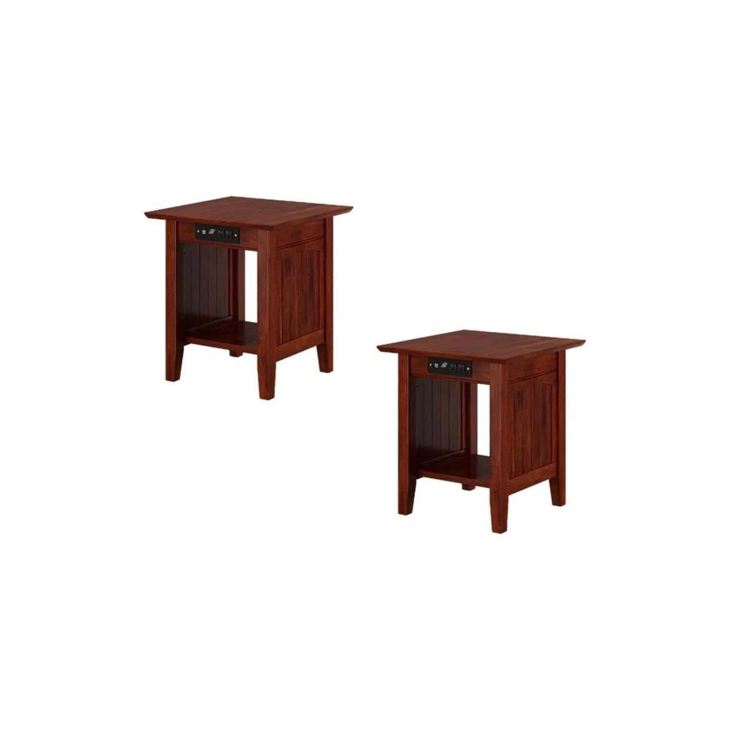 Homestock Earthy Elegance End Table With Charging Station, Tongue And ...