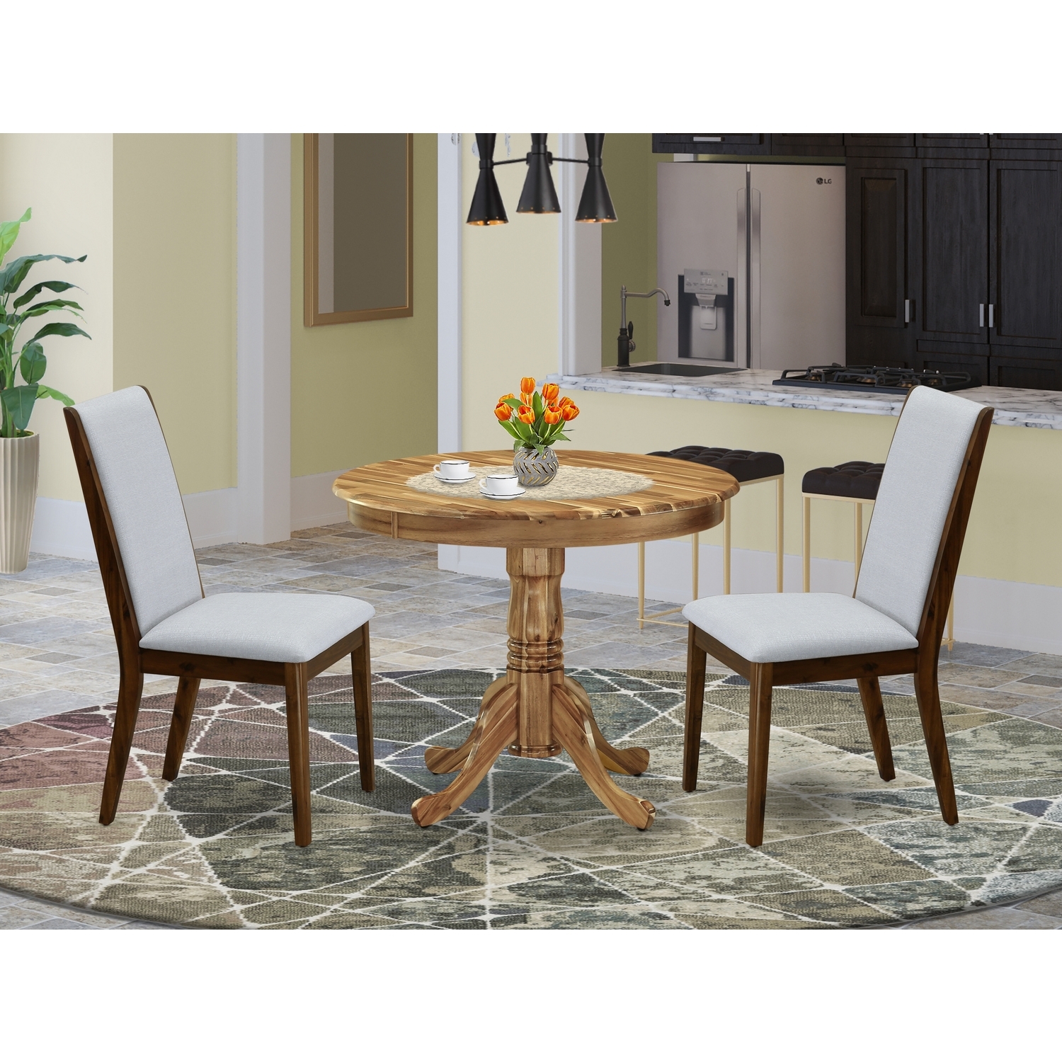 HomeStock Urban Upmarket 3-Pc Dinette Set Included A Round Dining Table ...