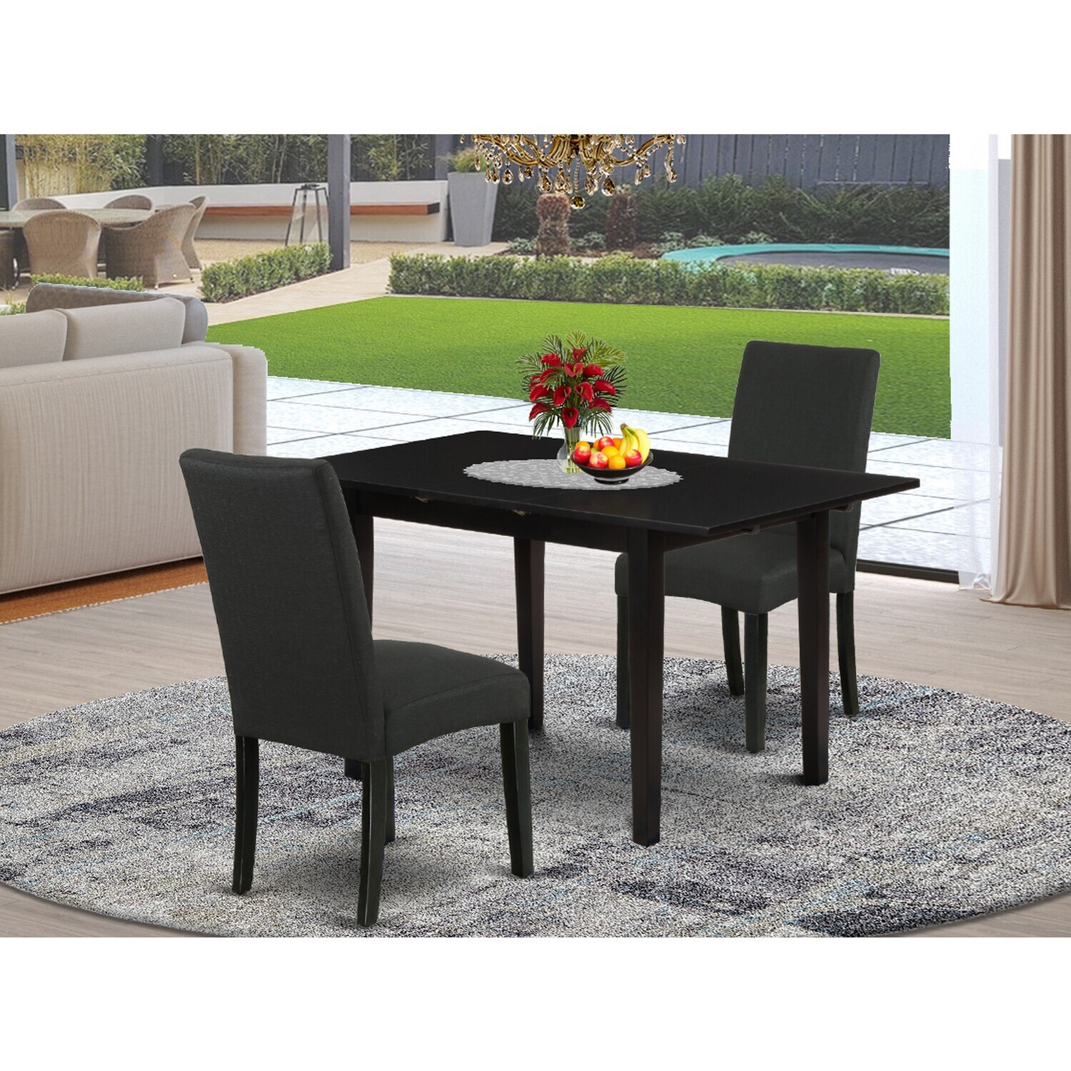 HomeStock Urban Upmarket 3-Pc Dining Room Set - 2 Parson Chairs With ...