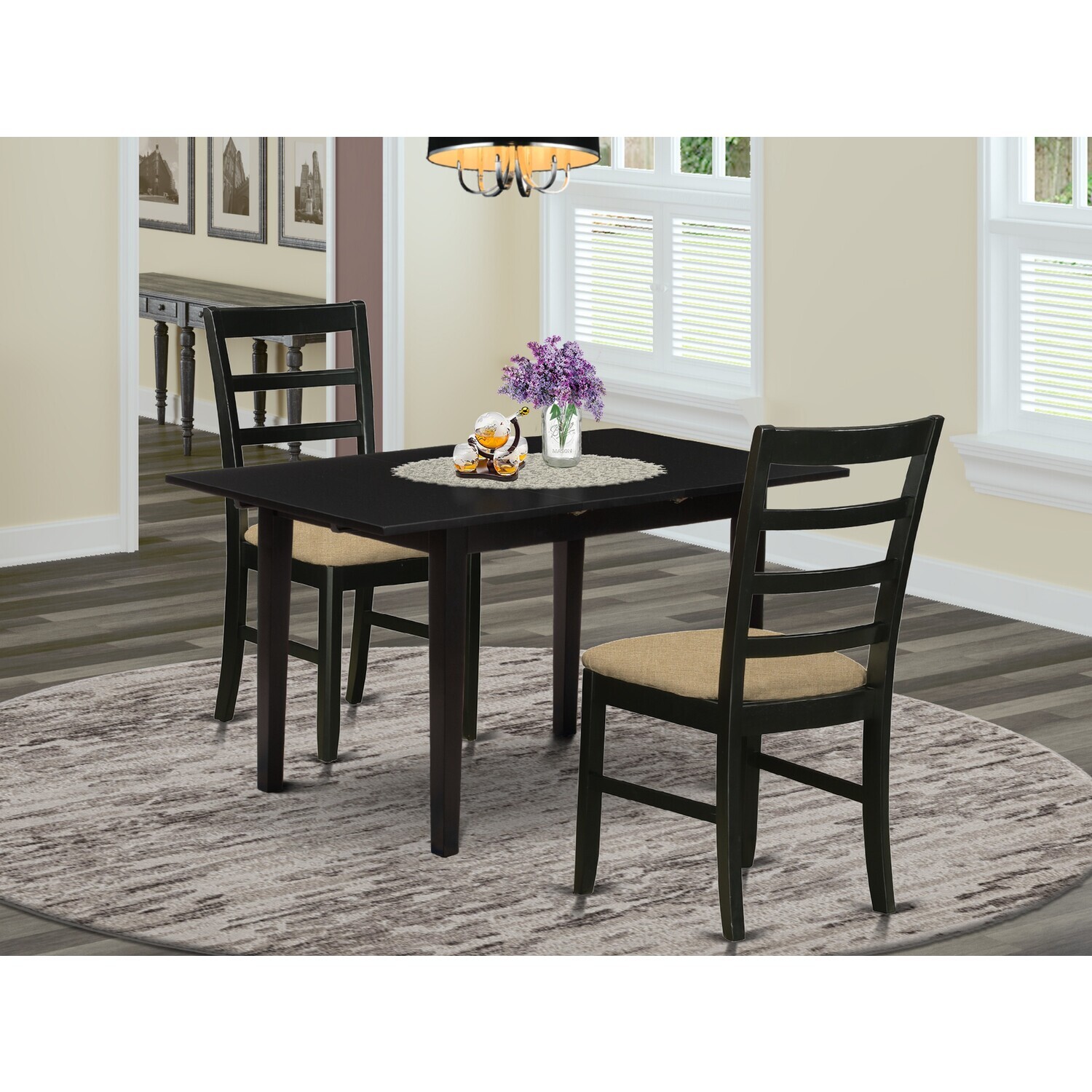 HomeStock Urban Upmarket 3-Pc Rectangular Dining Table Set Wooden ...