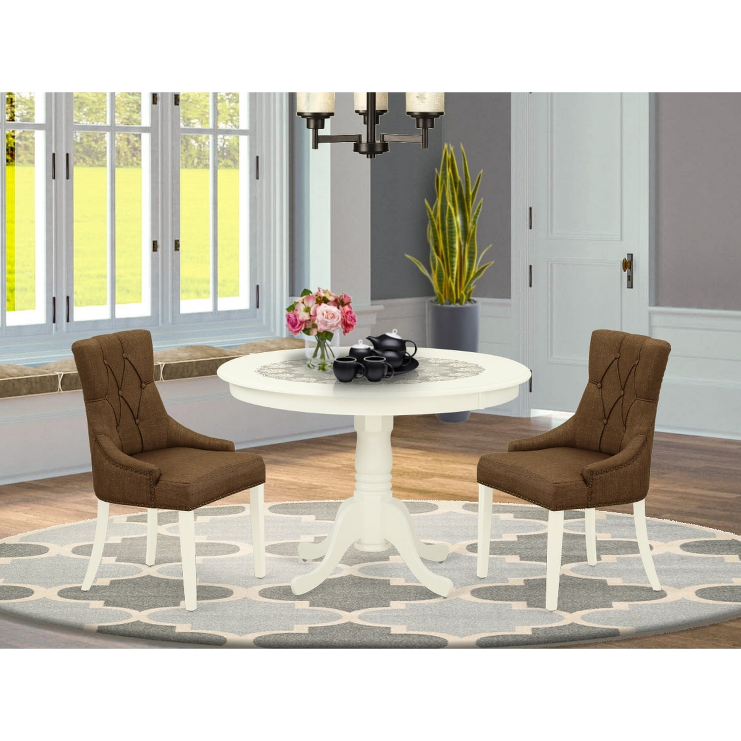 HomeStock Urban Upmarket 3Pc Dinette Set Includes A Rounded Kitchen ...