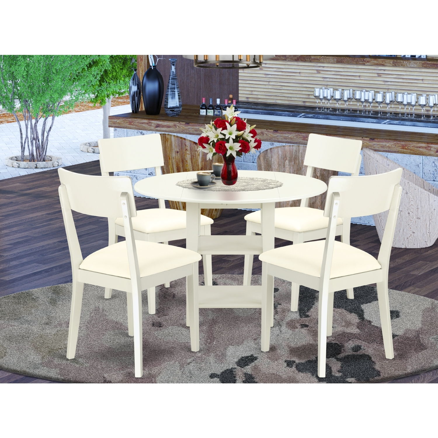 HomeStock Urban Upmarket 5 Piece Sudbury Set With One Round Dinette ...