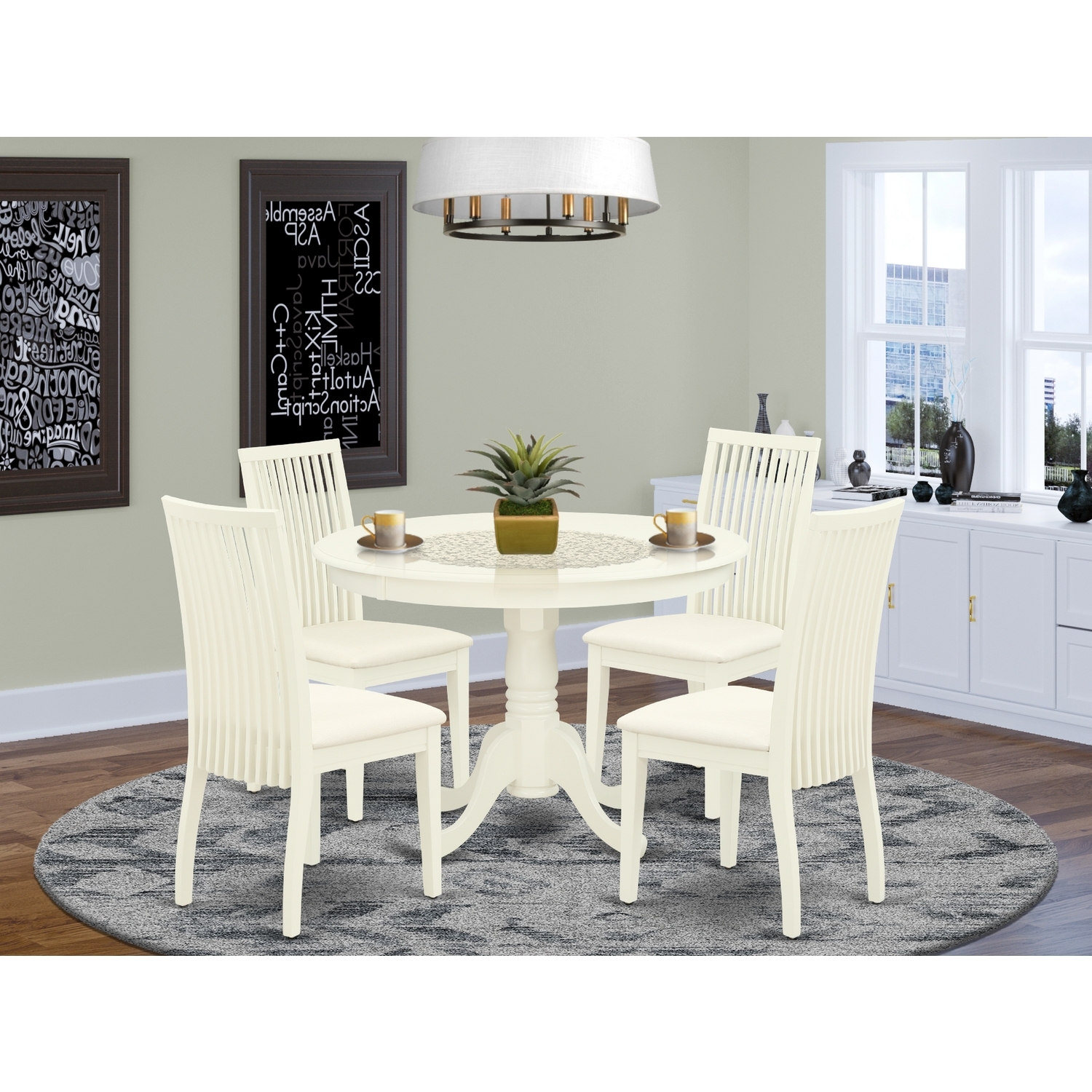 HomeStock Urban Upmarket 5Pc Dining Set Includes A Round Dinette Table ...