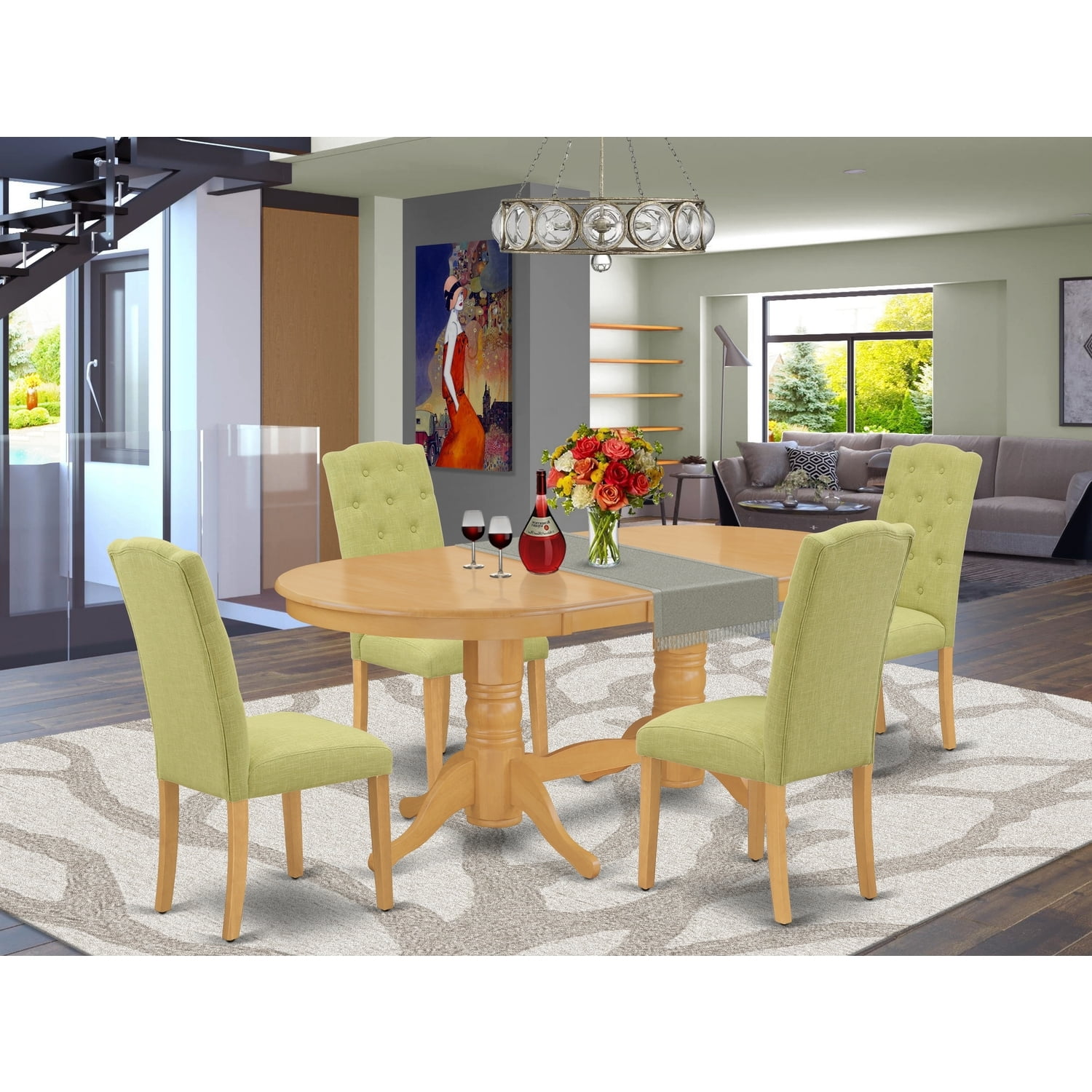 HomeStock Urban Upmarket 5Pc Dining Set Includes An Oval Dining Table ...